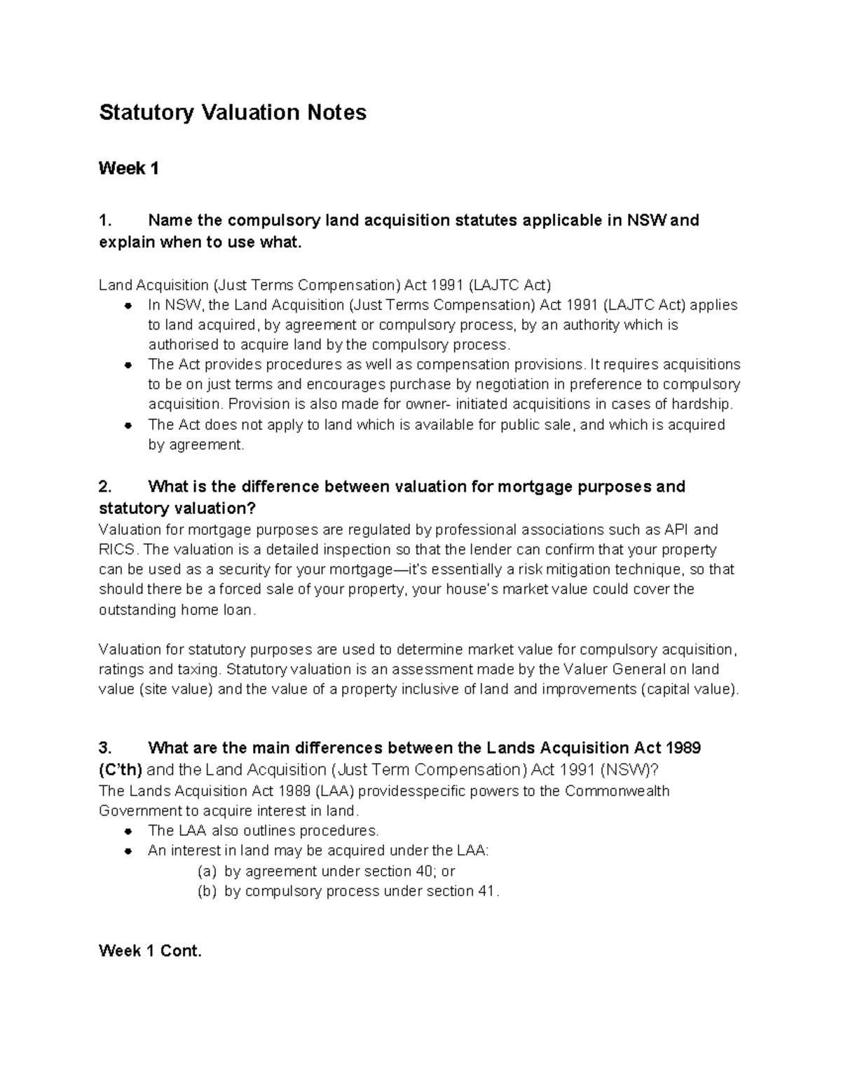 Stautory Valuation Disscussion week Questions - Statutory Valuation ...