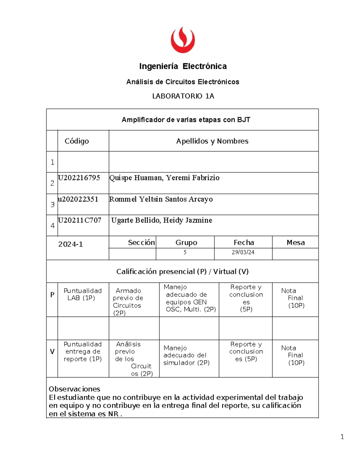 UPC Lab 1A ACE 2024-1 - LABORATORIO 1A - Ingeniería Electrónica ...