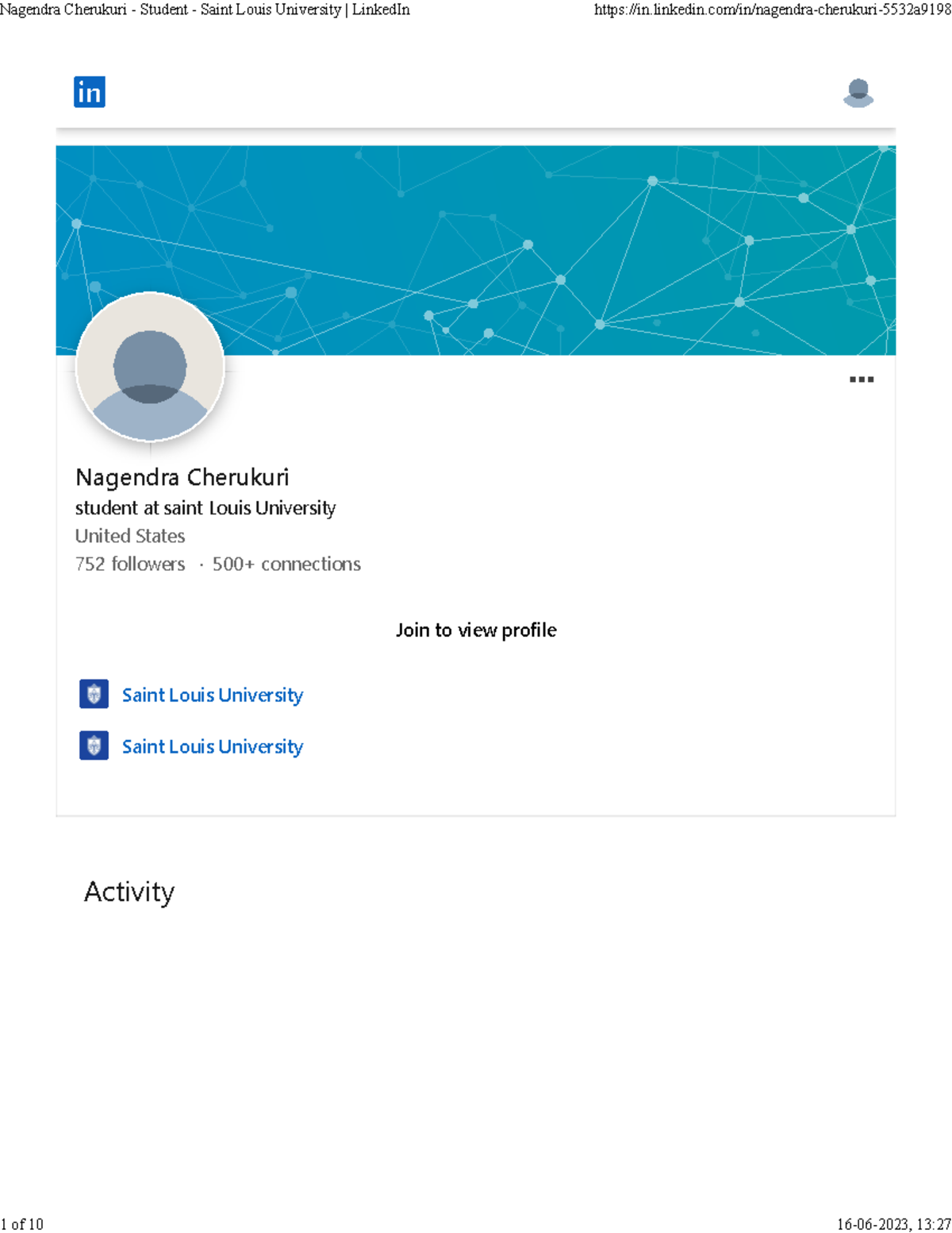 RA1811003010544- Nagendra Cherukuri - Student - Saint Louis University ...