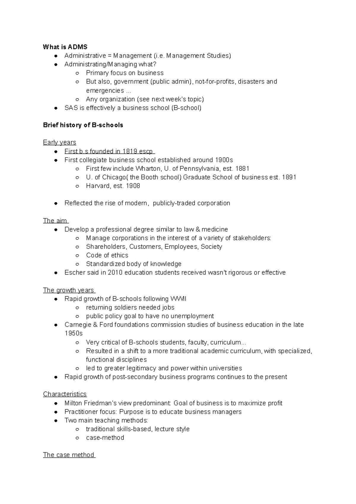 Adms 1010 Week 2 - Lecture notes 2 - What is ADMS Administrative ...