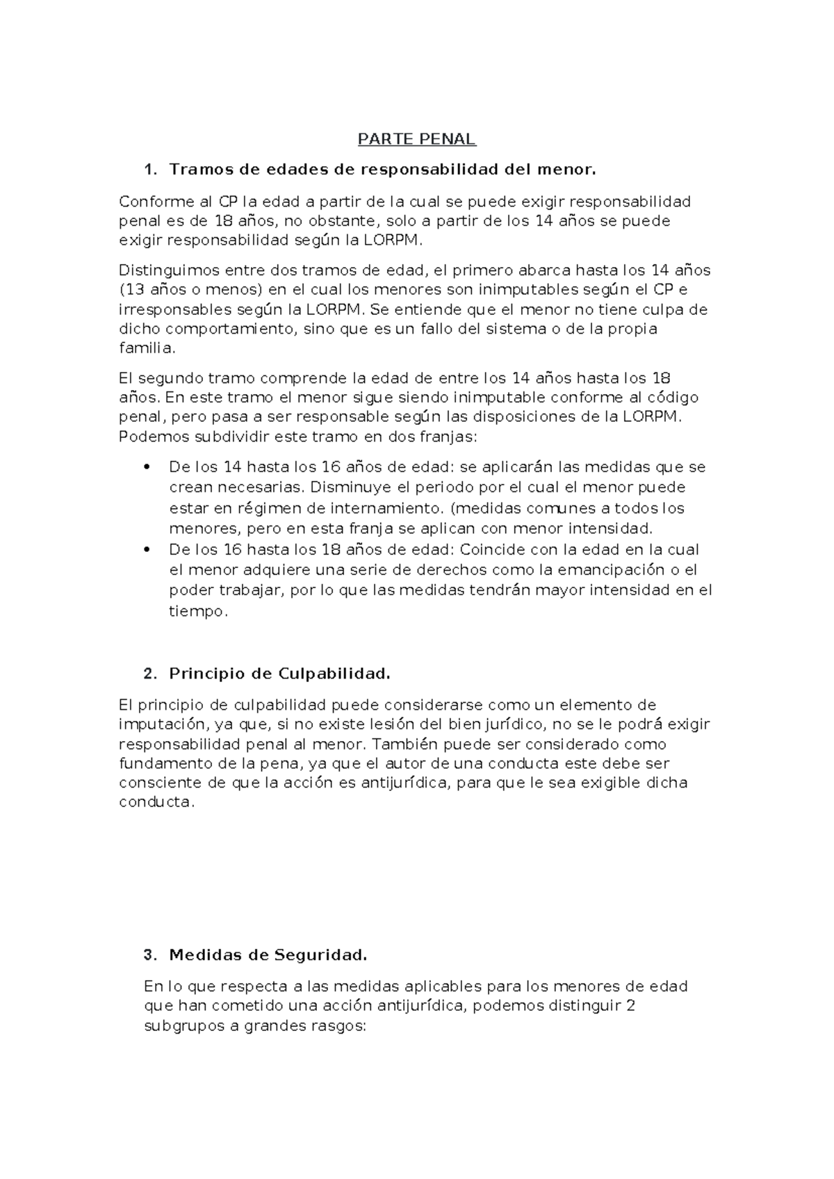 Derecho Penal Y Procesal Menor TODO - PARTE PENAL Tramos de edades de ...