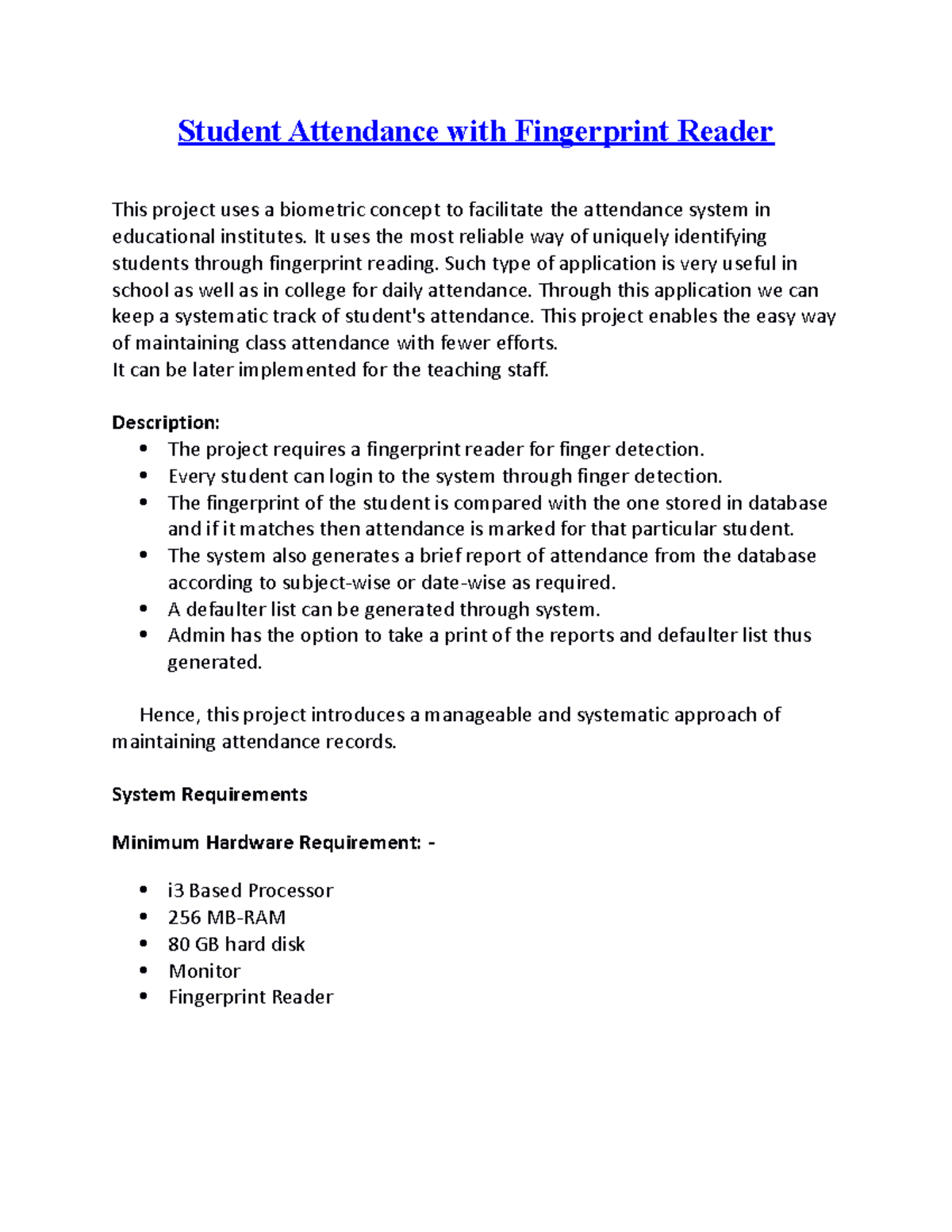 S167 - Student Attendance with Fingerprint Reader This project uses a ...