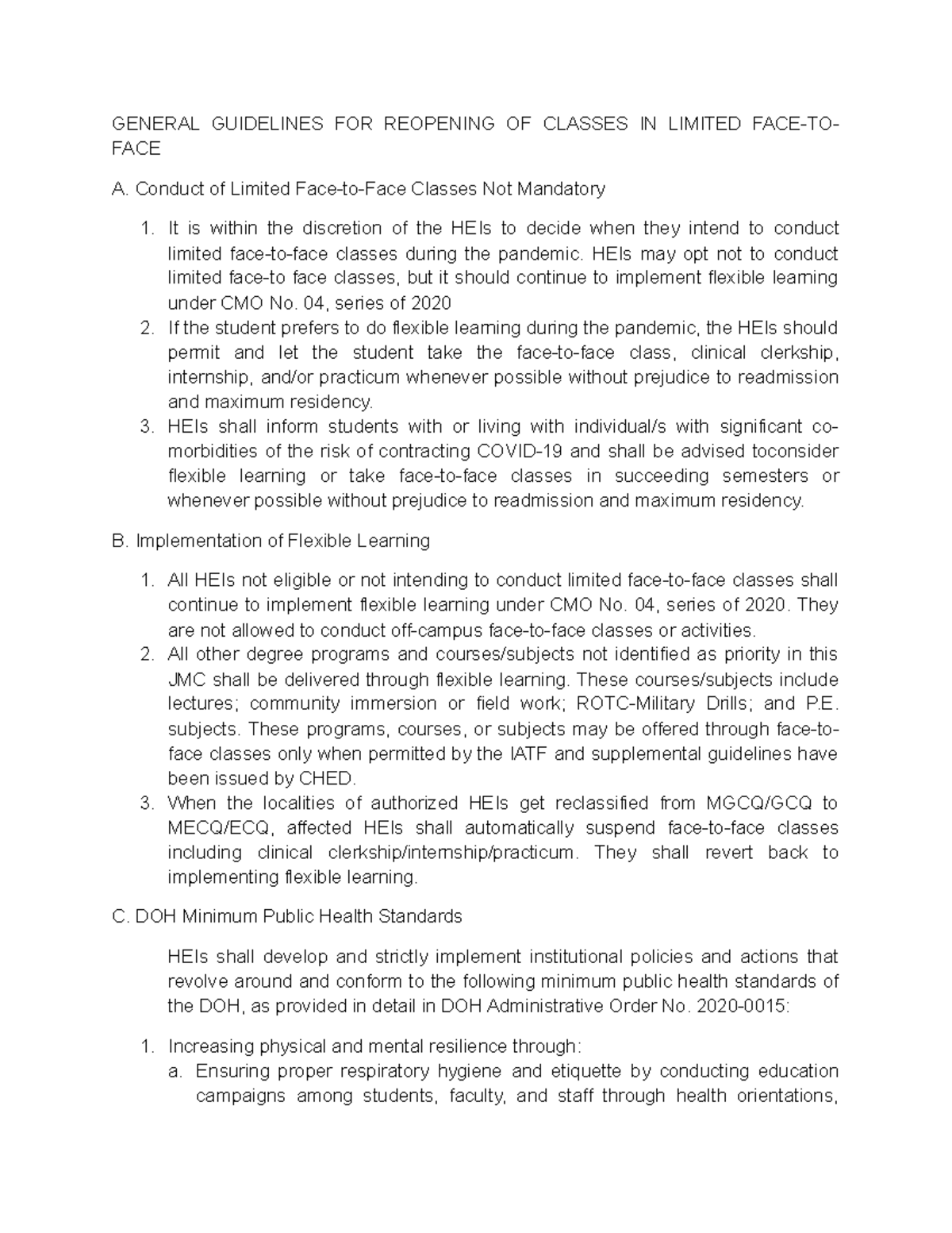 General- Guidelines-limitted-facetoface - GENERAL GUIDELINES FOR ...