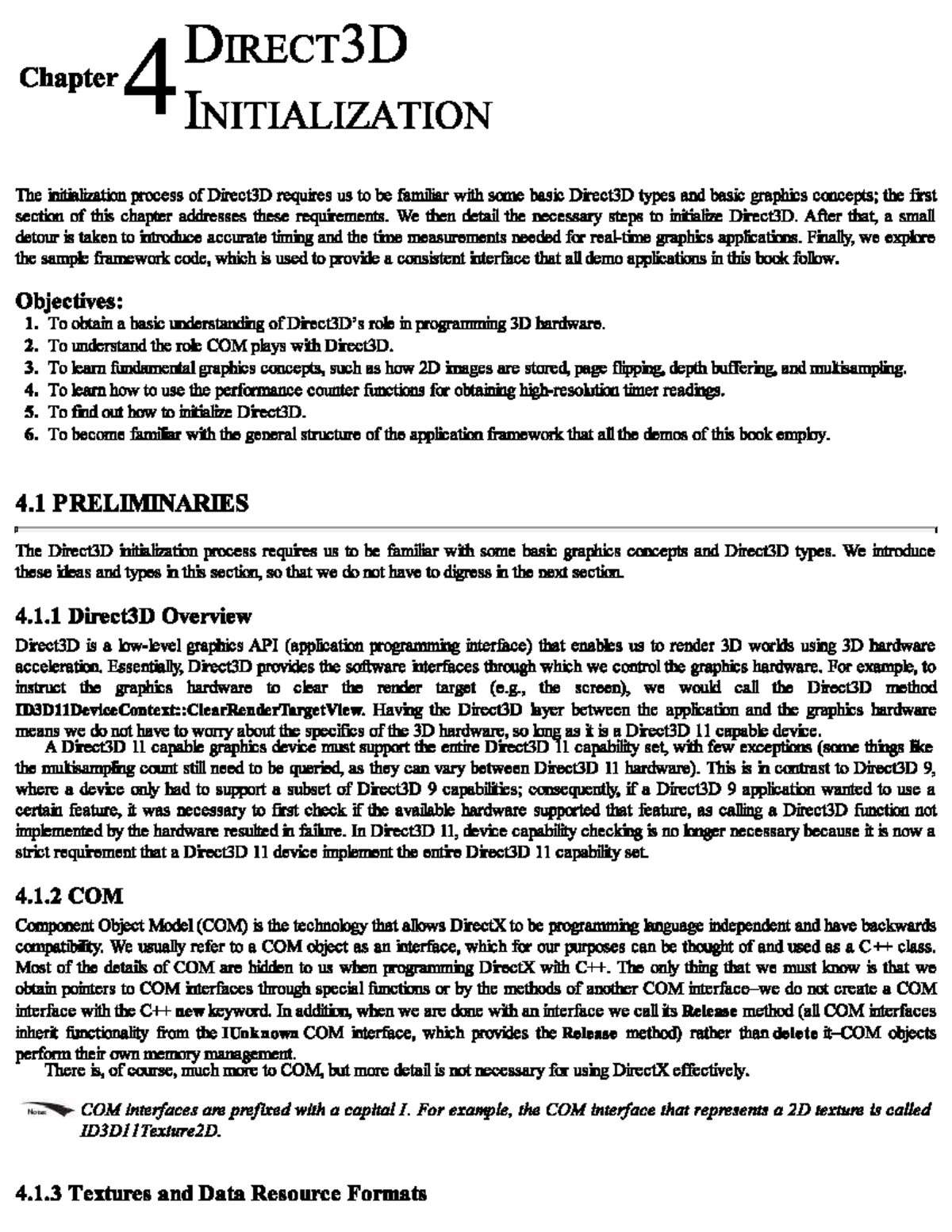 Unit 2 2 - game prog. - Chapter 4 DIRECT3D INITIALIZATION The initialization process of Direct3D ...