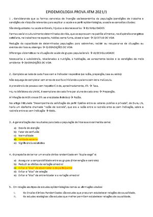 Resumo de Epidemiologia - Warning: TT: undefined function: 32 Warning: TT: undefined function ...