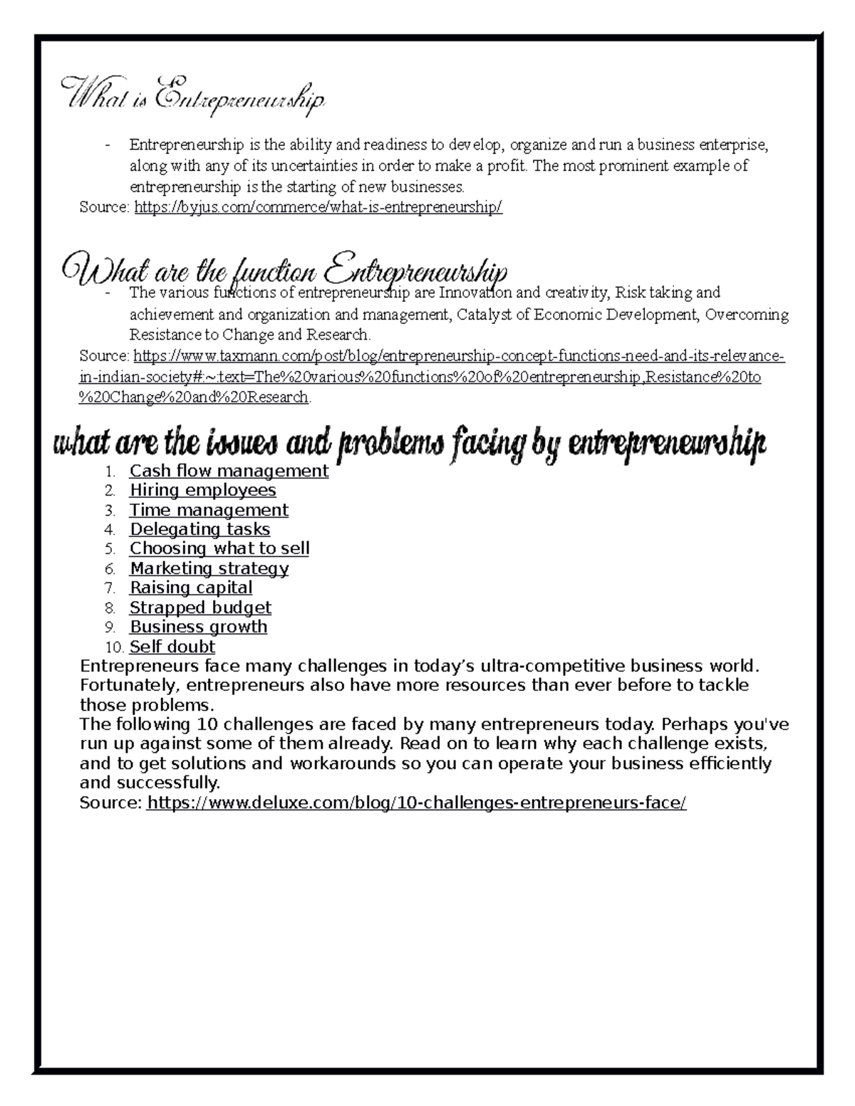 Entrepreneurship - references - Entrepreneurship is the ability and ...