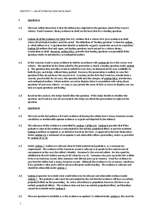 Law of evidence - outline of lecture 1 - 5 - Law of evidence WEEK 1 The ...