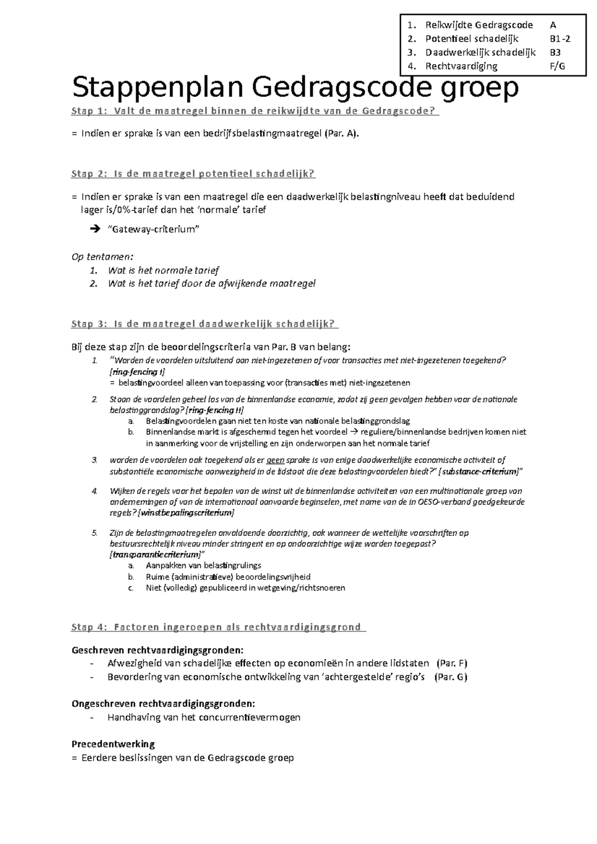 Stappenplan Gedragscode groep - A). Stap 2: Is de maatregel potentieel ...