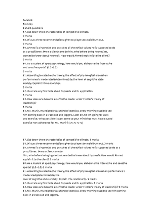 PSY407 Highlighted Handouts - Table of Contents Lesson 1 Sport ...