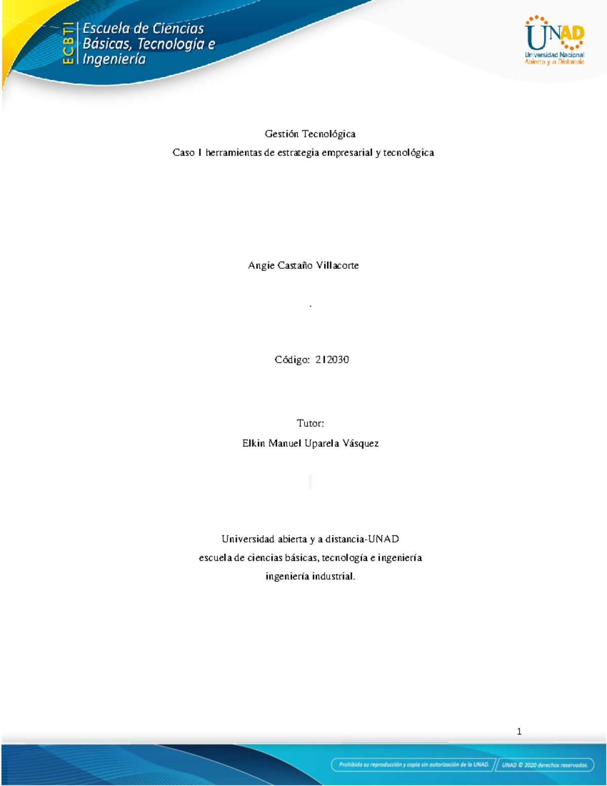 Caso 1- Angie castaño Gestion Tecnologica - Gestión Tecnológica Caso 1 ...