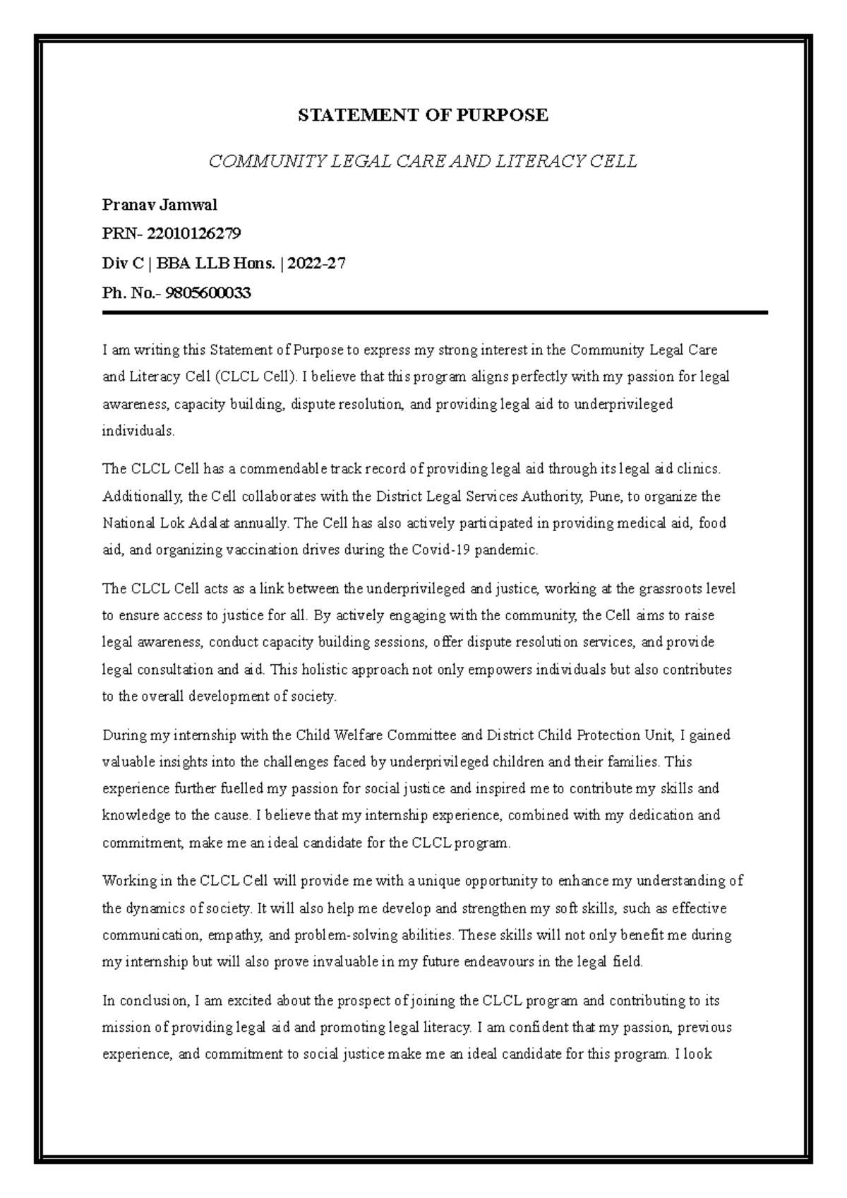 SOP CLCL Cell - Memo from the side of respondent sample - STATEMENT OF ...