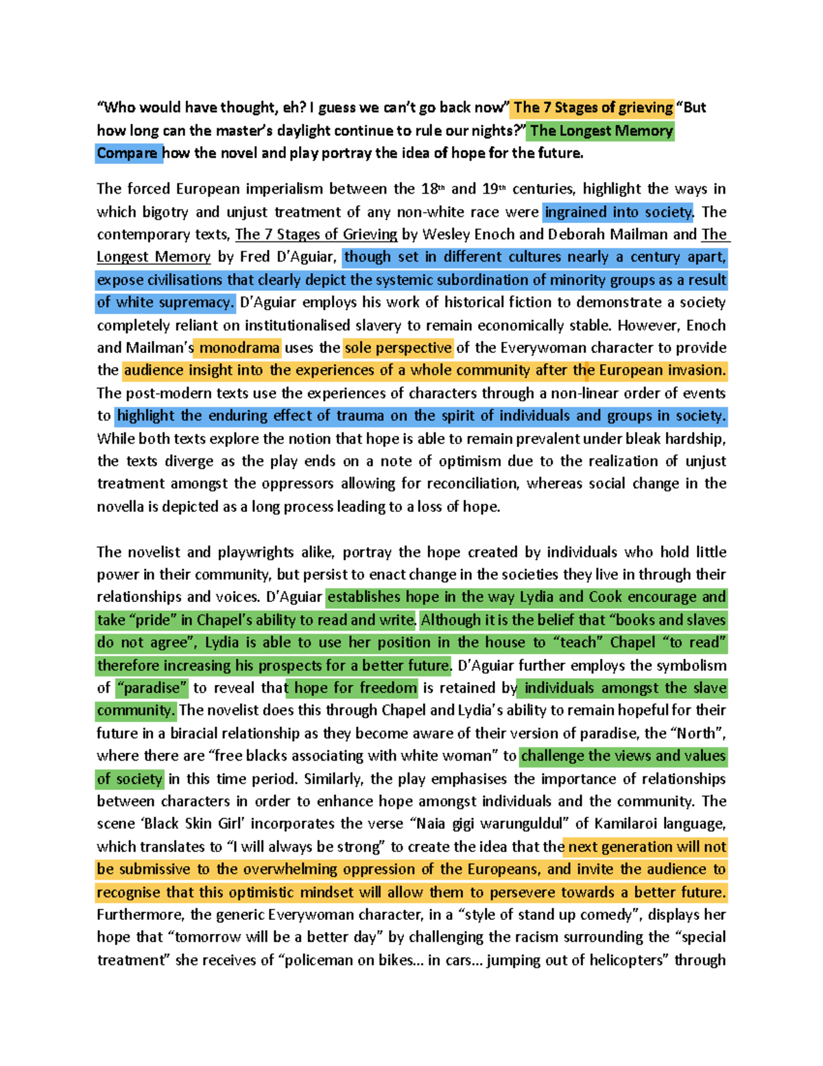 Hope essay - Grade: A+ - “Who would have thought, eh? I guess we can’t ...