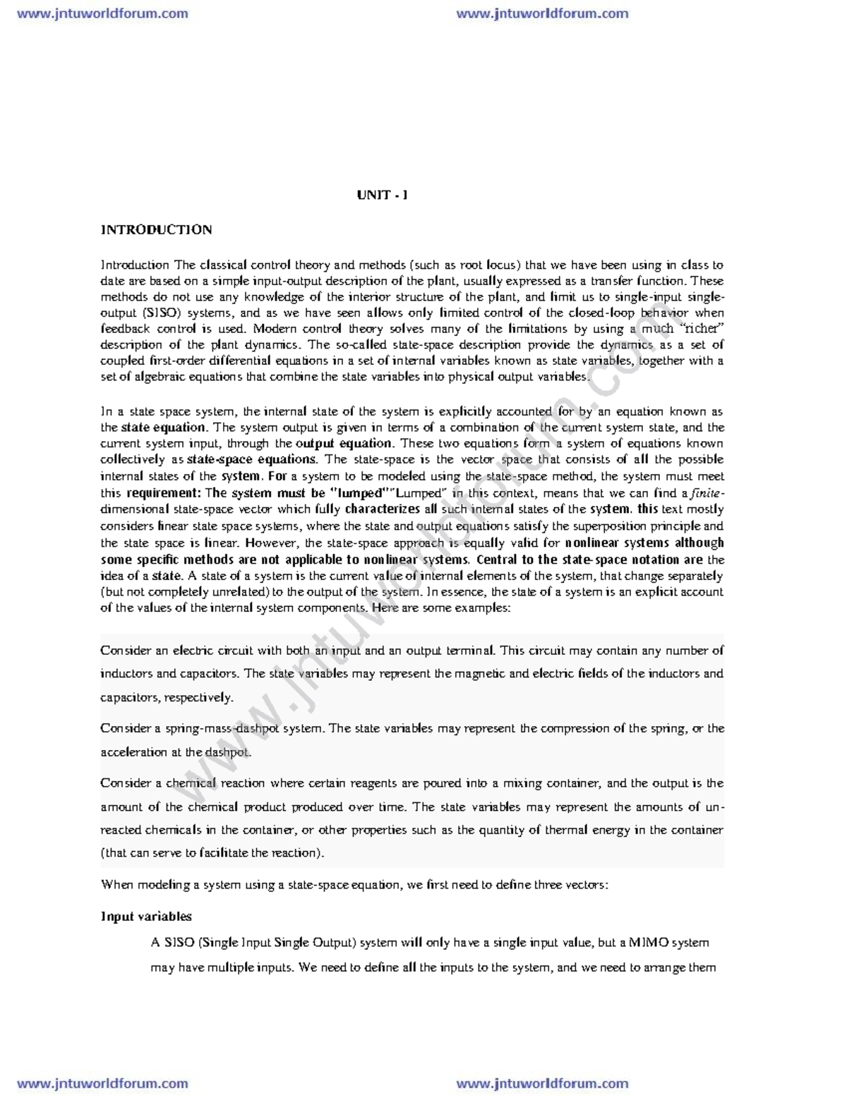 Advanced-Control-Systems Notes No Restriction - UNIT - I INTRODUCTION ...