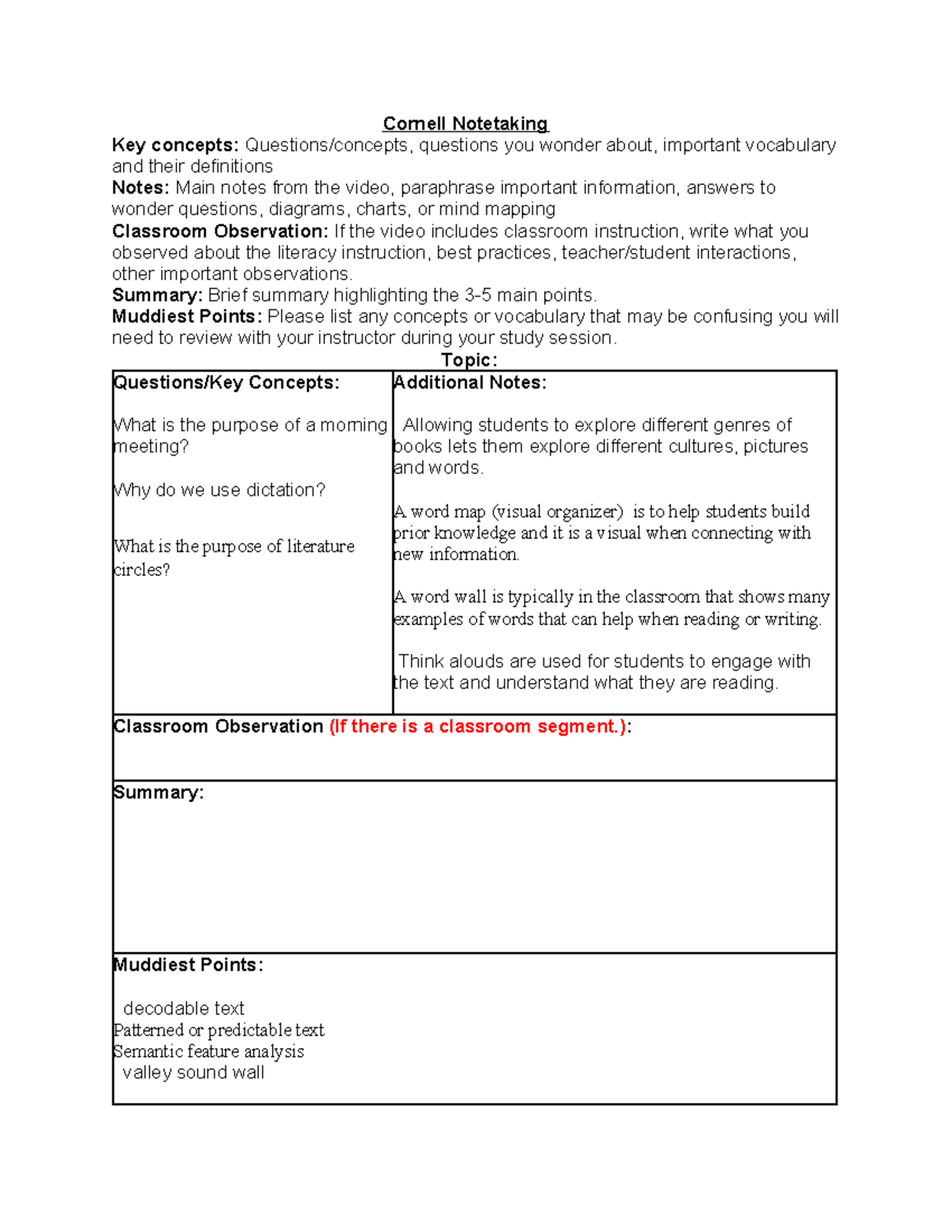 Cornell Notetaking evidence based literacy teaching practices - Cornell ...