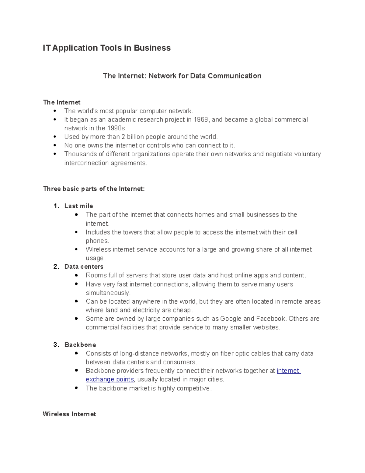 IT Application Tools in Business- The Internet - IT Application Tools ...