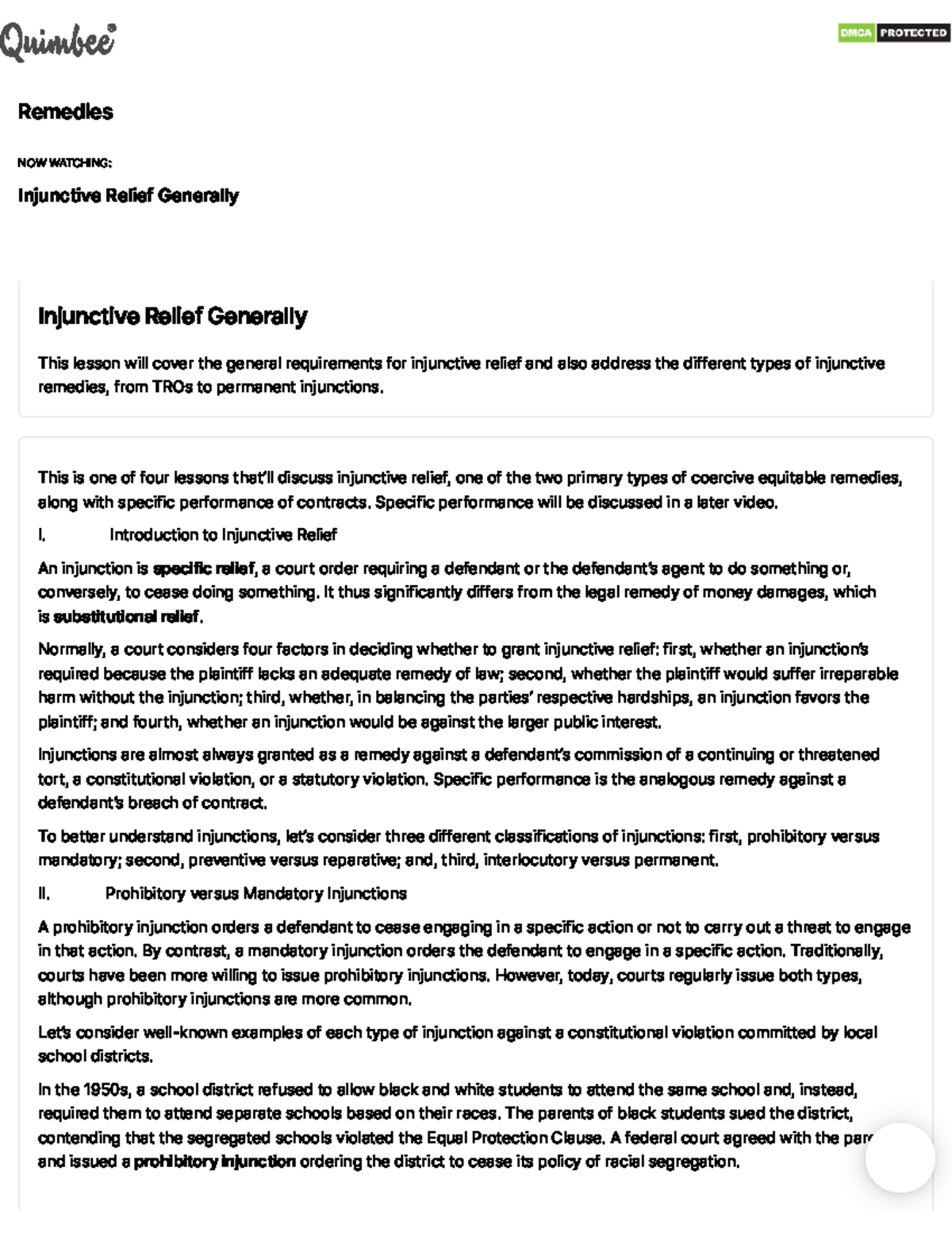 Injunctive Relief Generally - Remedies NOW WATCHING: Injunctive Relief ...