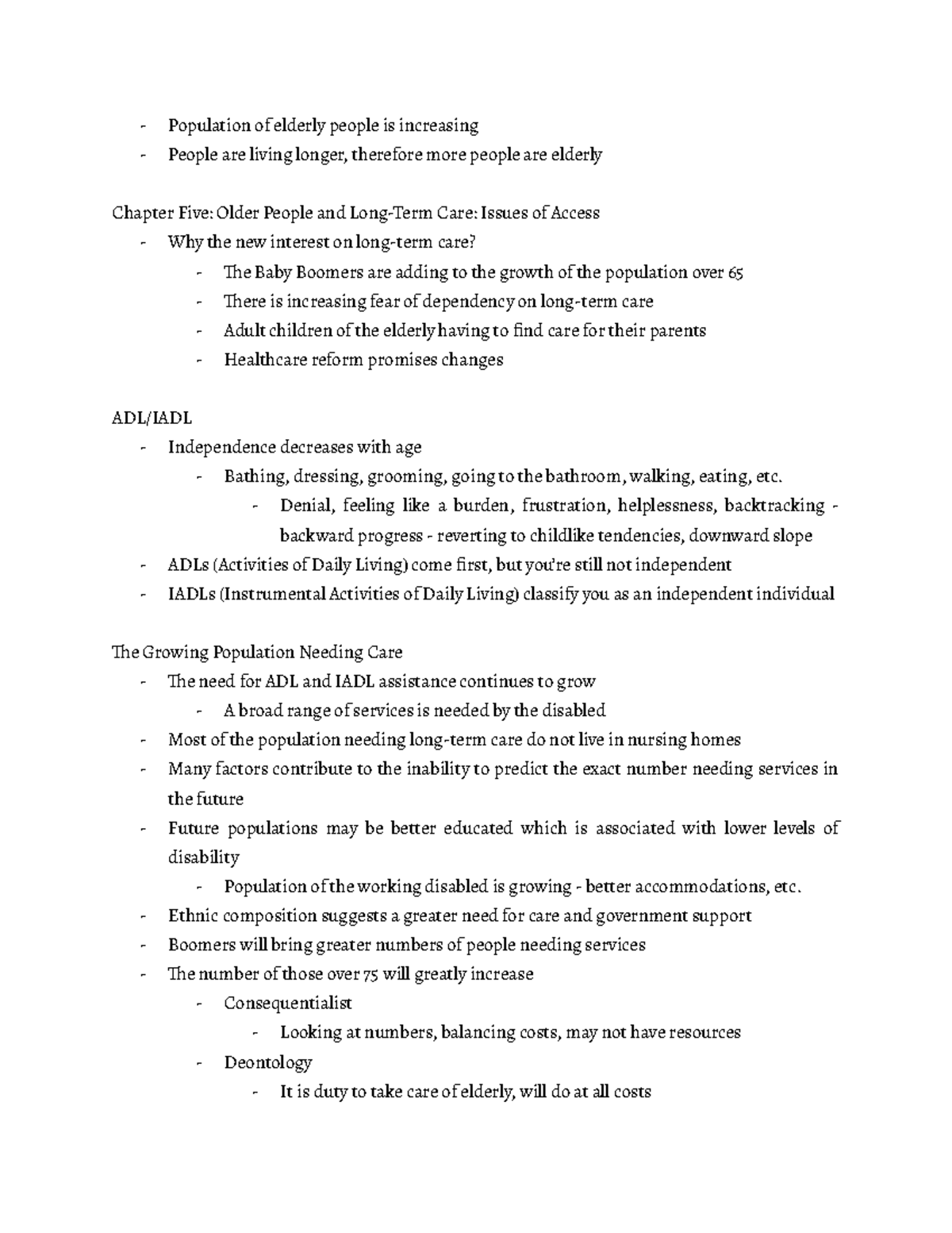 Class Lecture Notes - Population of elderly people is increasing People ...