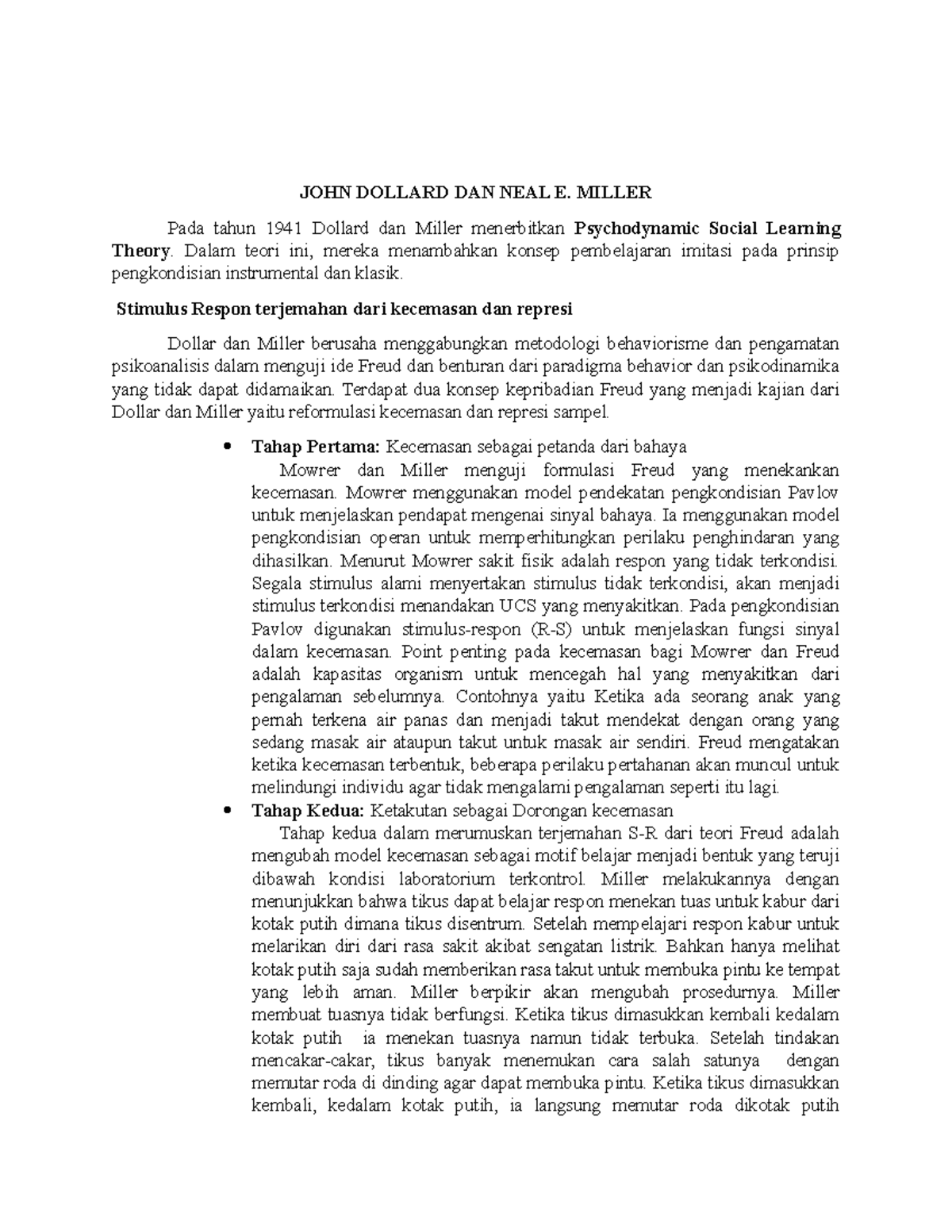 Psikologi Kepribadian (John Dollar Dan Neal E. Miller) - JOHN DOLLARD DAN NEAL E. MILLER Pada ...