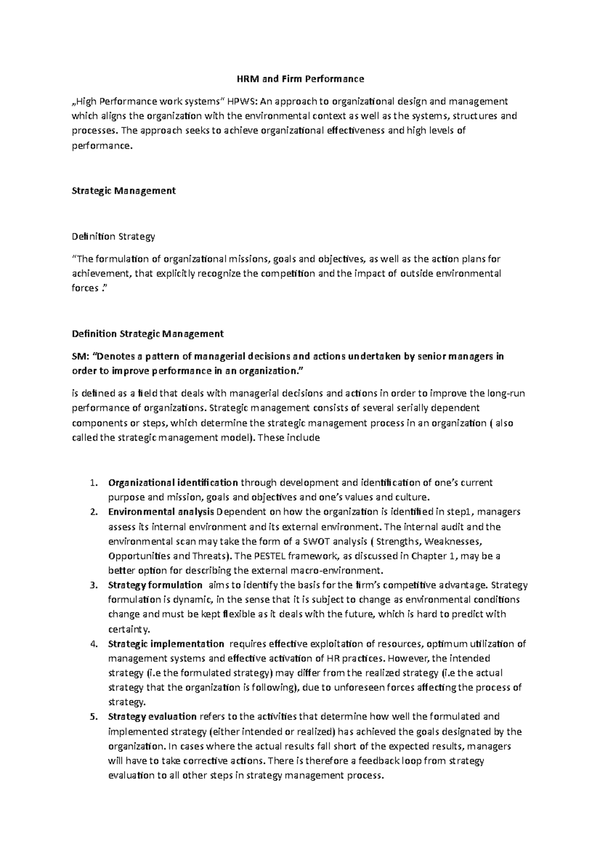 HRM Lecture 3 - HRM and Firm Performance „High Performance work systems ...