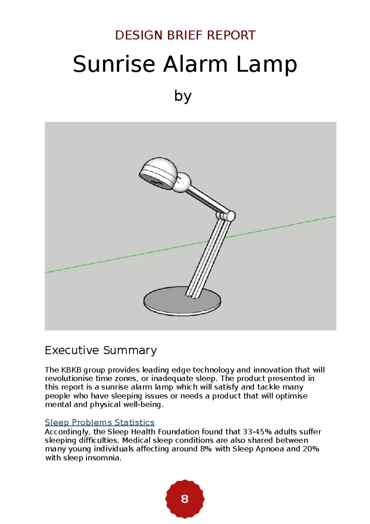 Design Brief Report - Sunrise Alarm Lamp by Executive Summary The KBKB ...