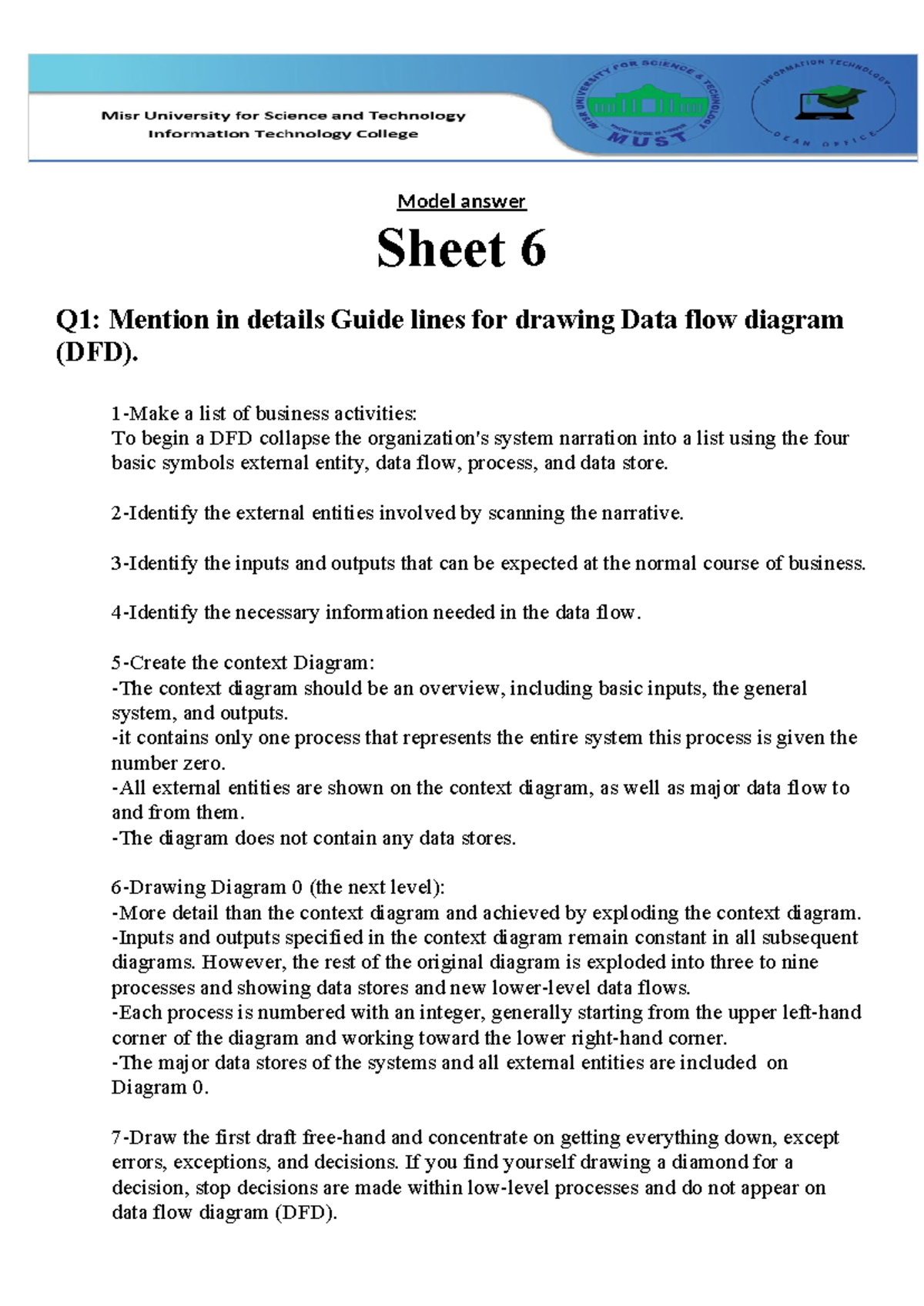 Sheet 6 model answer - aannnnnnnnnnnnnv - Model answer Sheet 6 Q1 ...