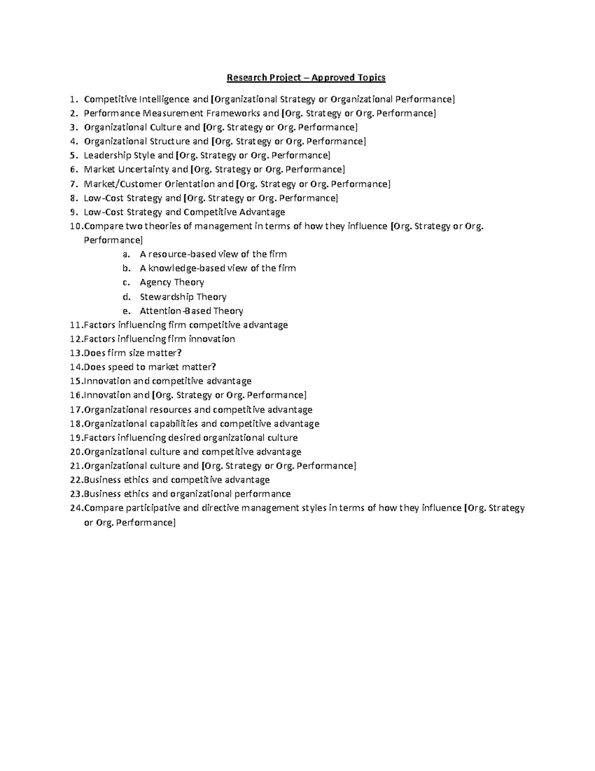 Research Project Topics - Research Project – Approved Topics ...
