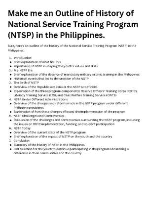 NSTP Law - NSTP Law - Introduction The National Service Training ...