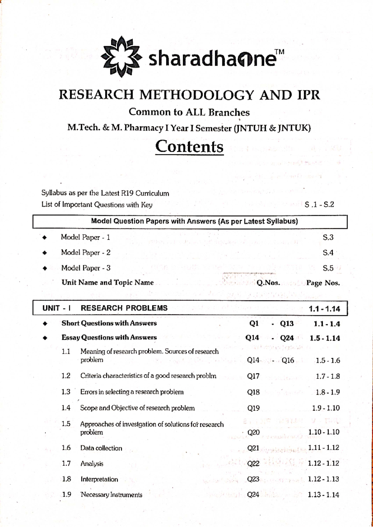 Research methodology and ipr - sharadhaone TM RESEARCH METHODOLOGY AND ...
