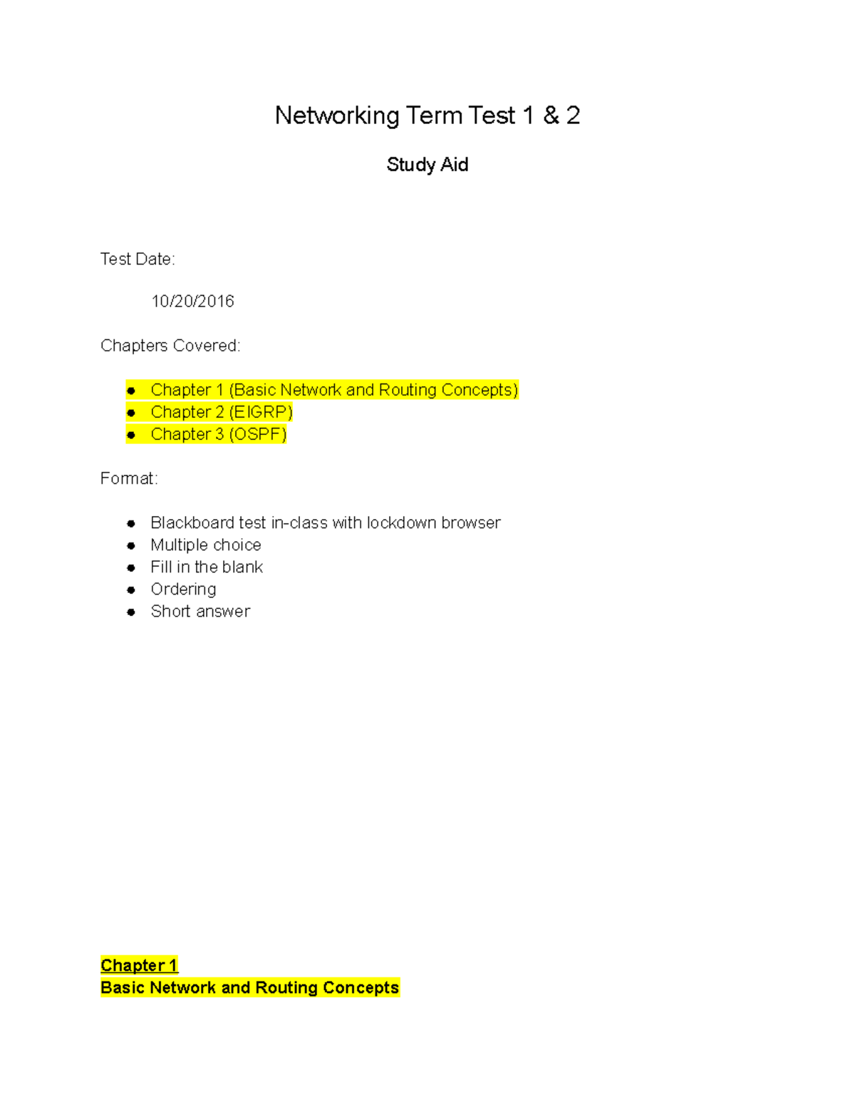 Networking Term Test 1 & 2 Study Aid - Networking Term Test 1 &amp; 2 ...
