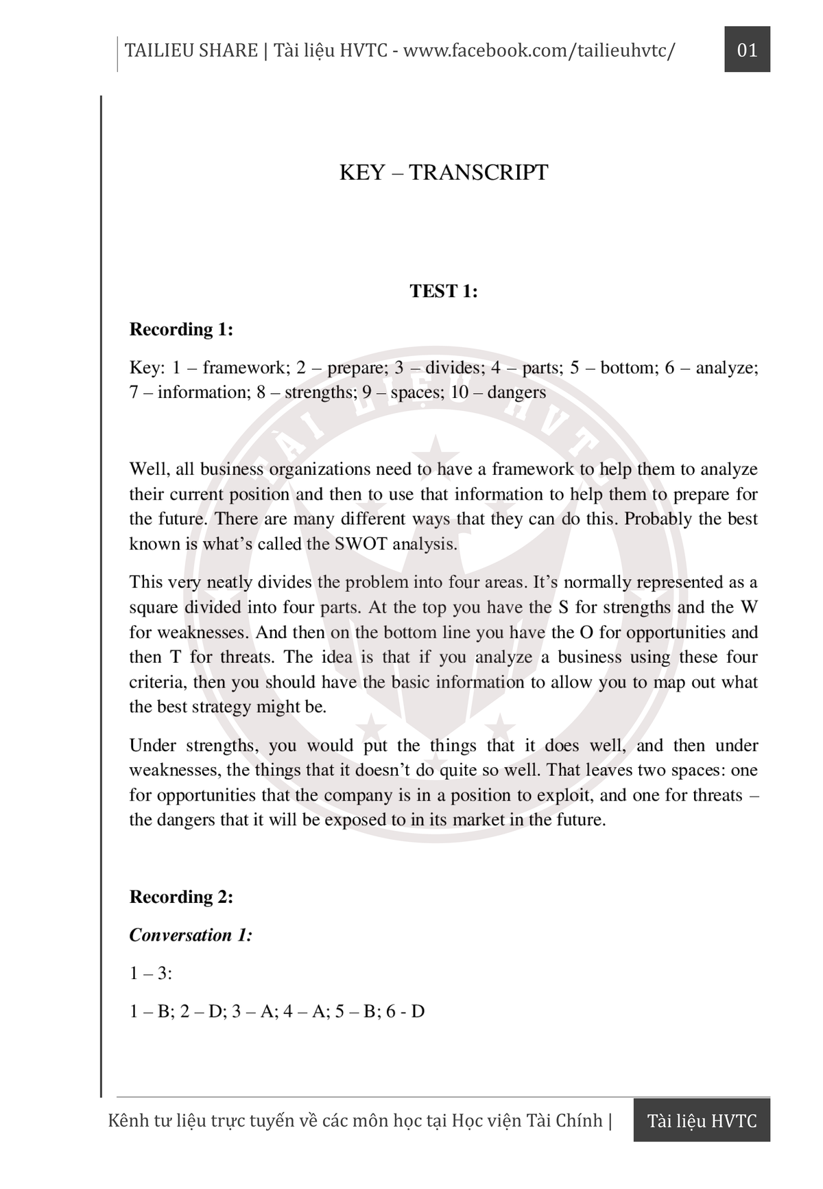 Tailieu Share Key and transcript - KÍnh tư liệu trực tuy¿n vß các môn ...