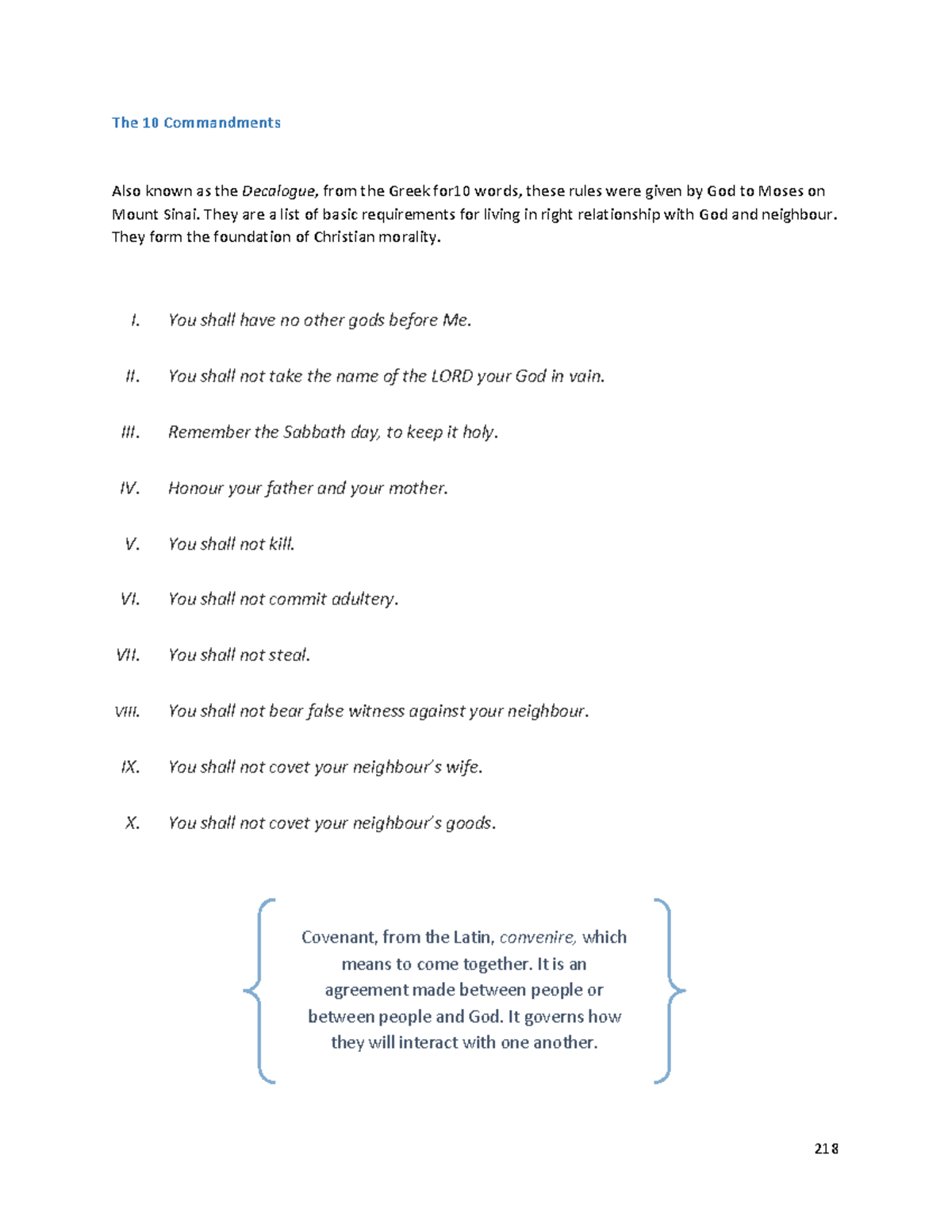 The Ten Commandments - Summary World Religion - 218 The 10 Commandments ...