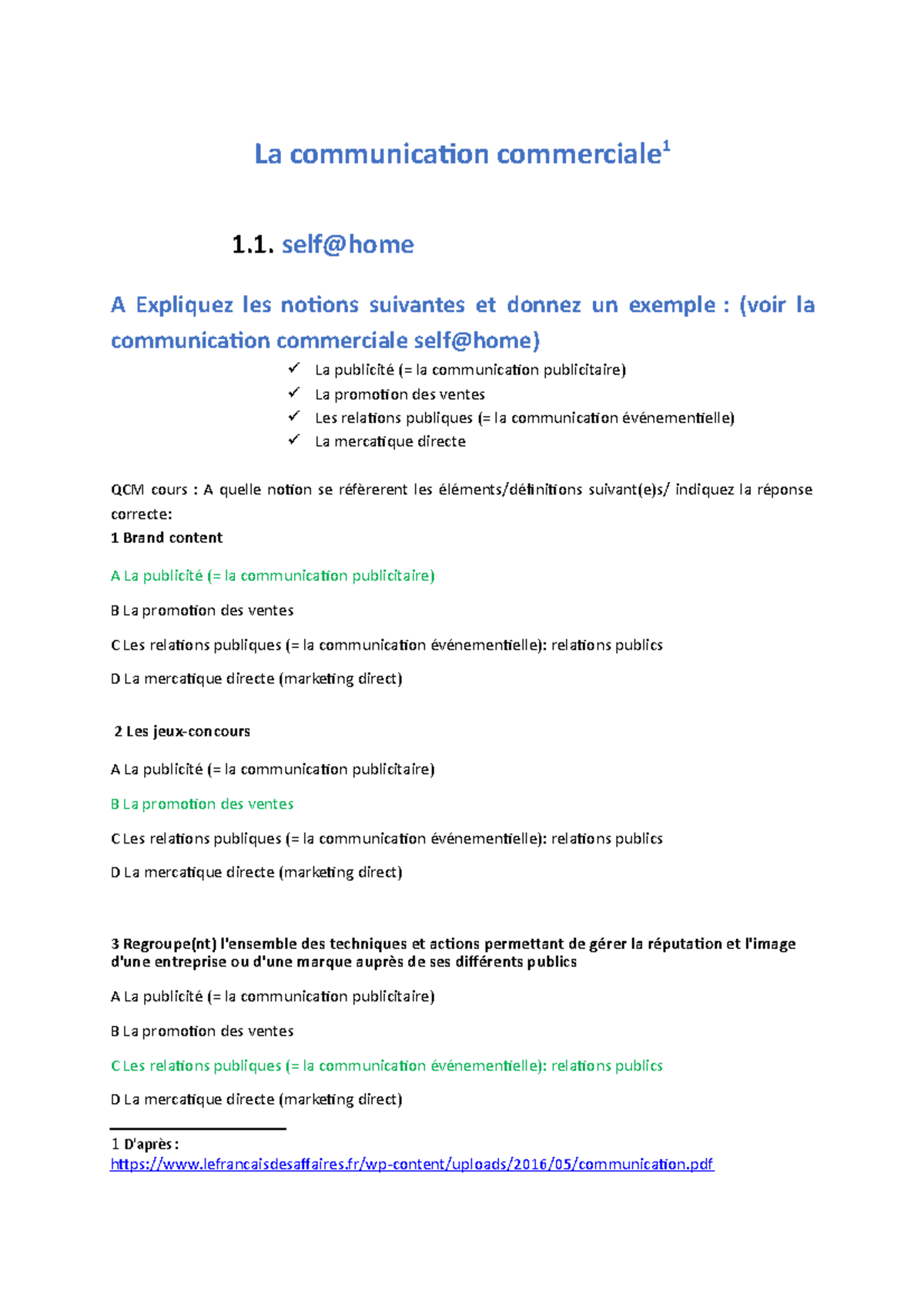 La communication commerciale solution - La communication commerciale 1 ...