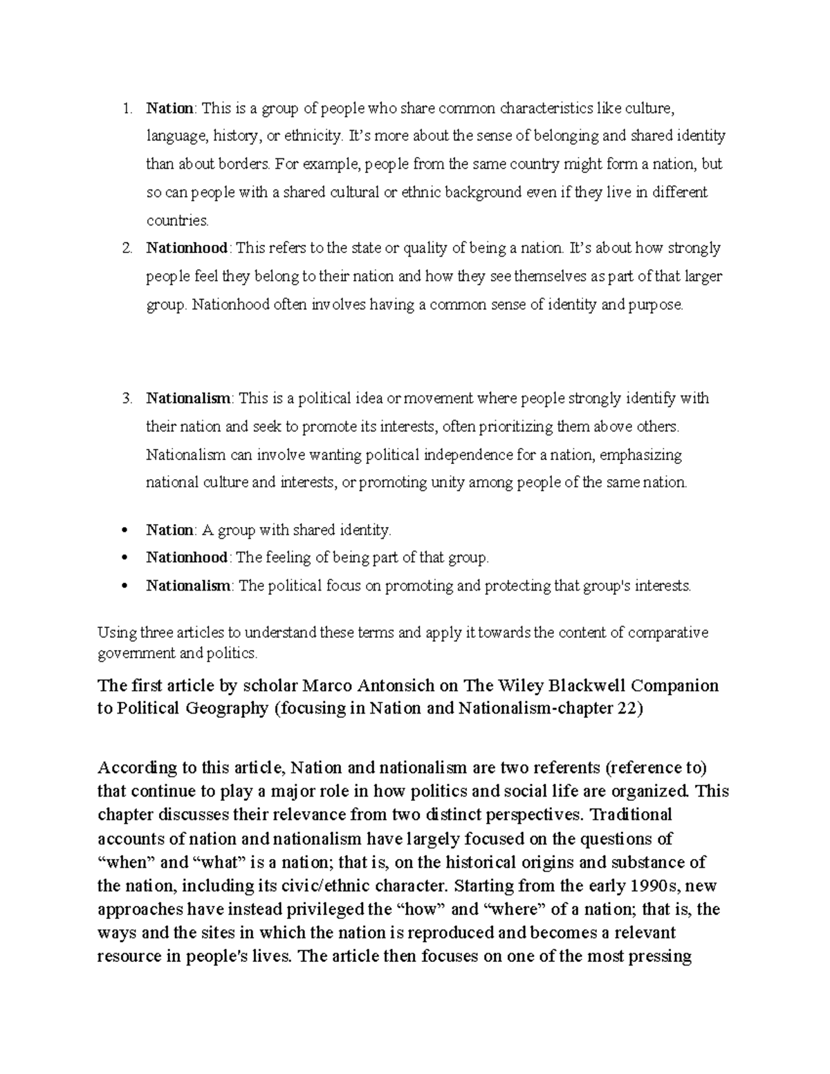 Nation - self help for pols304 students to be able to engage with the ...