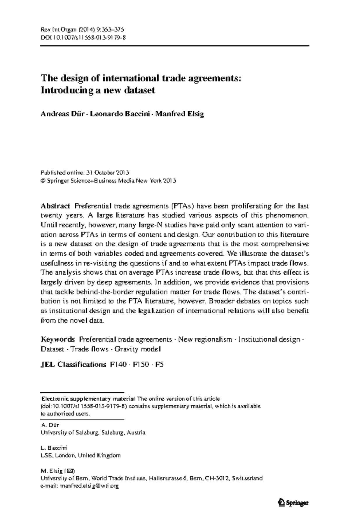 Dur The design of international trade agreements Torres V - DOI 10 ...