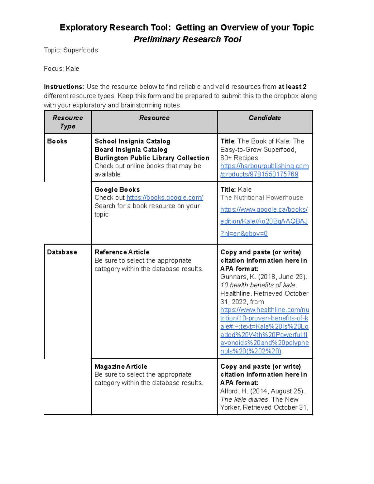 1 Exploratory Overview of Topic - Exploratory Research Tool: Getting an ...
