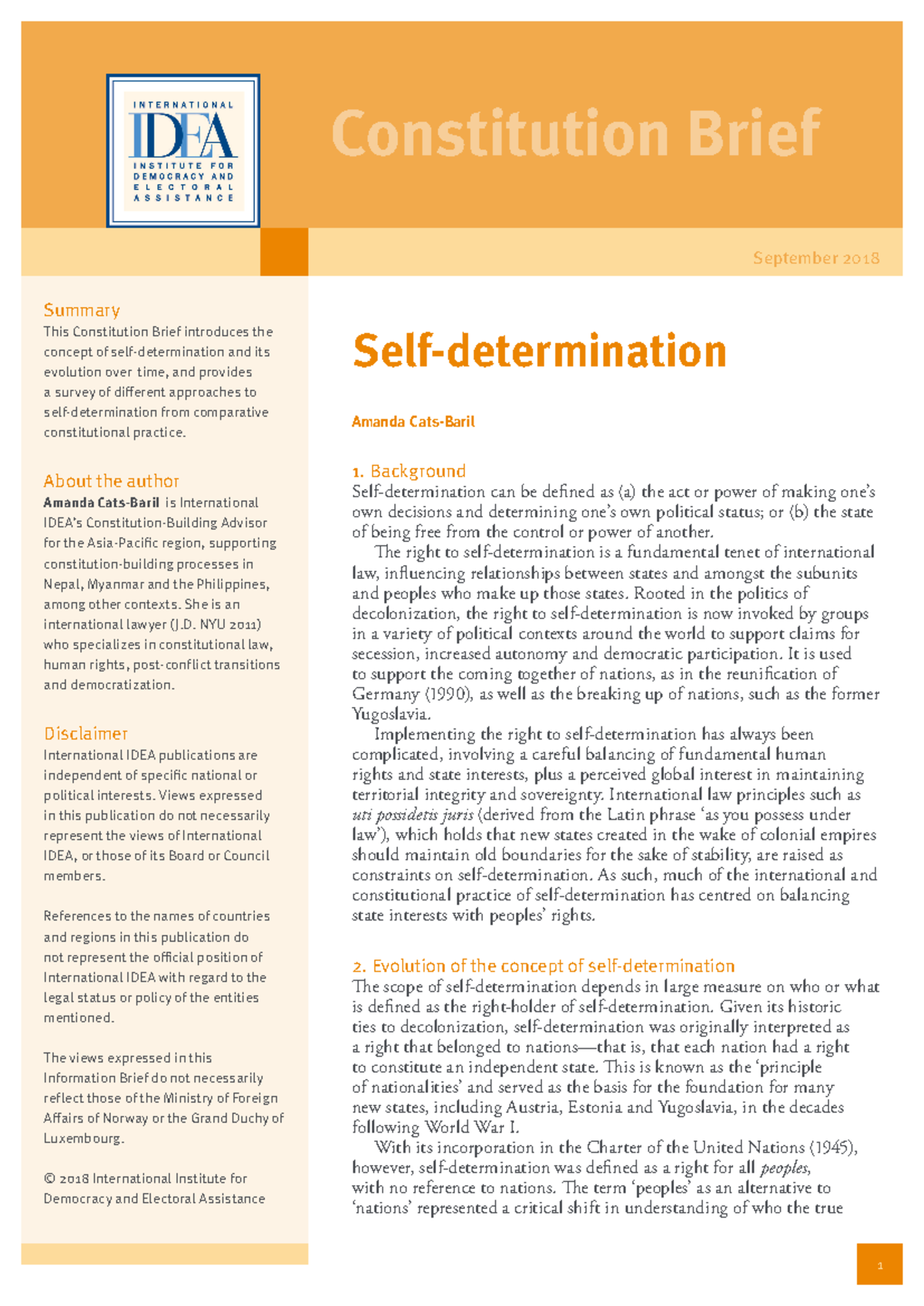 Self determination constitution brief - 1 Constitution Brief September ...