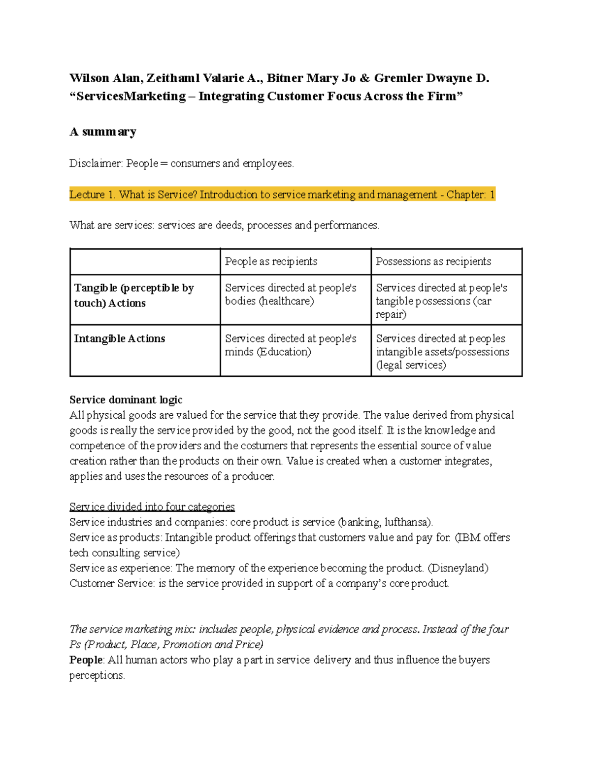 Service Management and Marketing BOOK - Wilson Alan, Zeithaml Valarie A ...