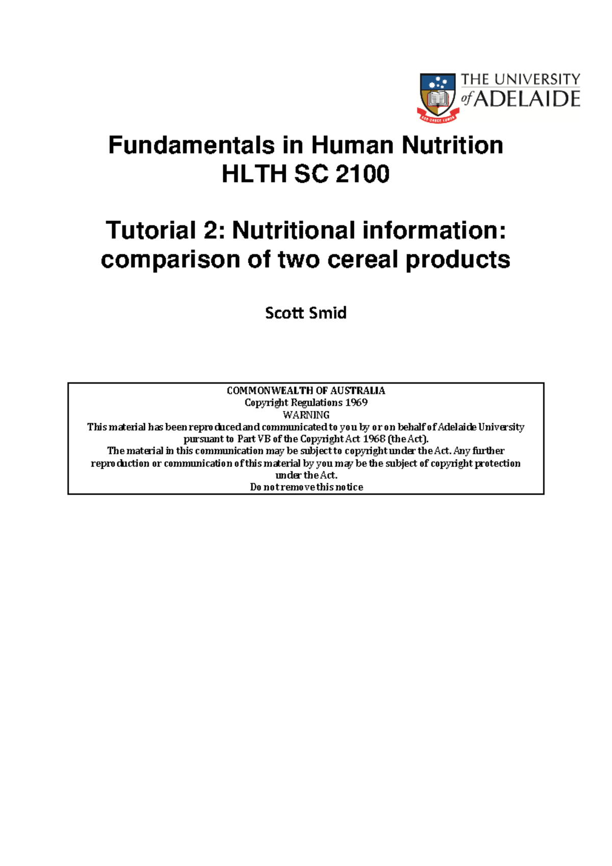 FHN 2020 Tutorial 2 Food labelling and information answer guide ...