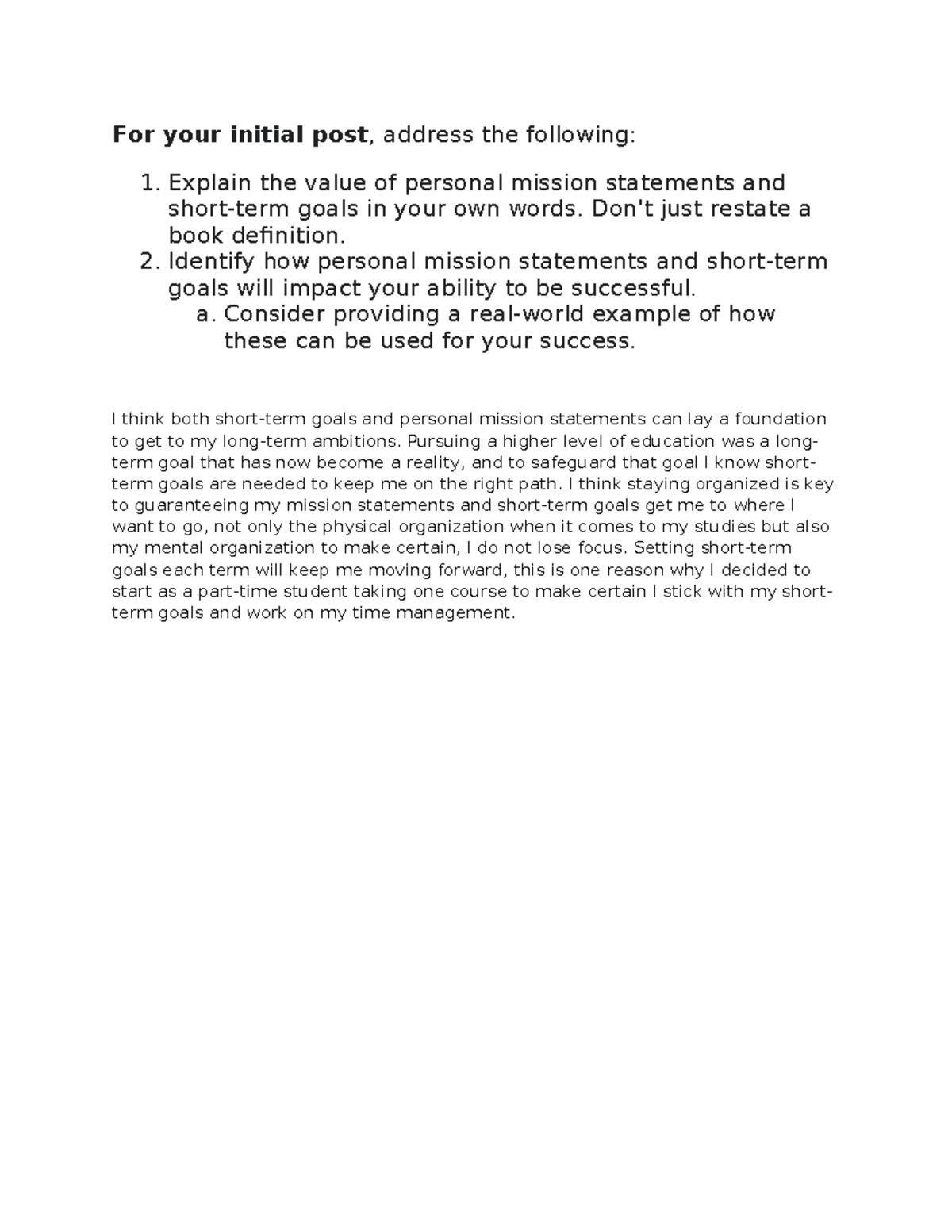 Discussion - Module 3 - For your initial post, address the following: 1 ...