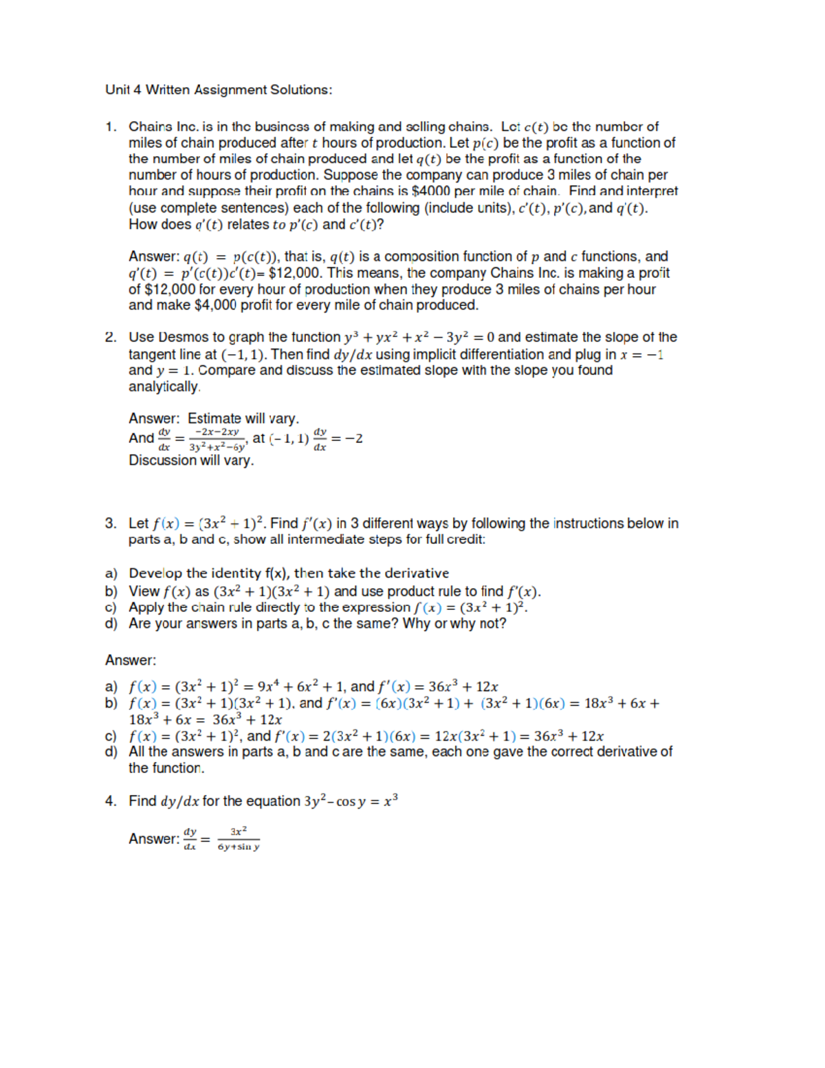 Unit 4 Original Answers - MATH 1211 - Studocu