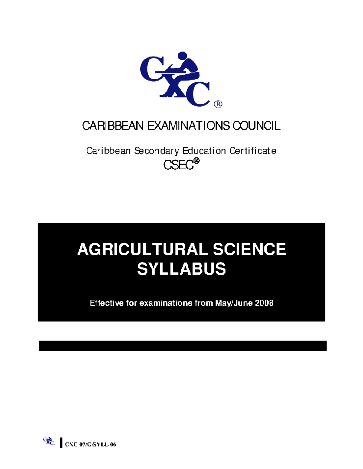 CSEC Agricultural Science - CARIBBEAN EXAMINATIONS COUNCIL Caribbean ...