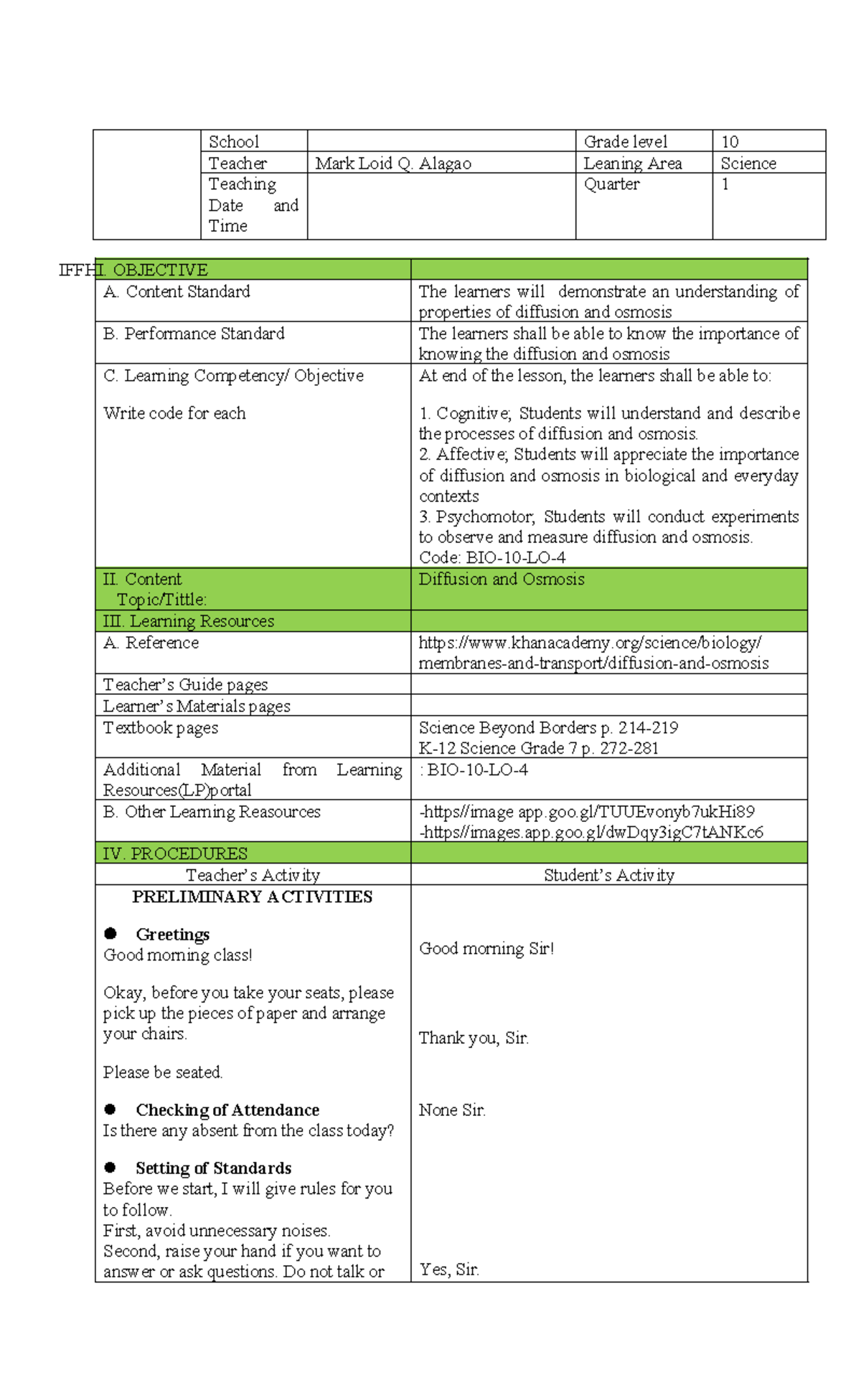 7E-Lesson-Plan-Format not final - School Grade level 10 Teacher Mark ...