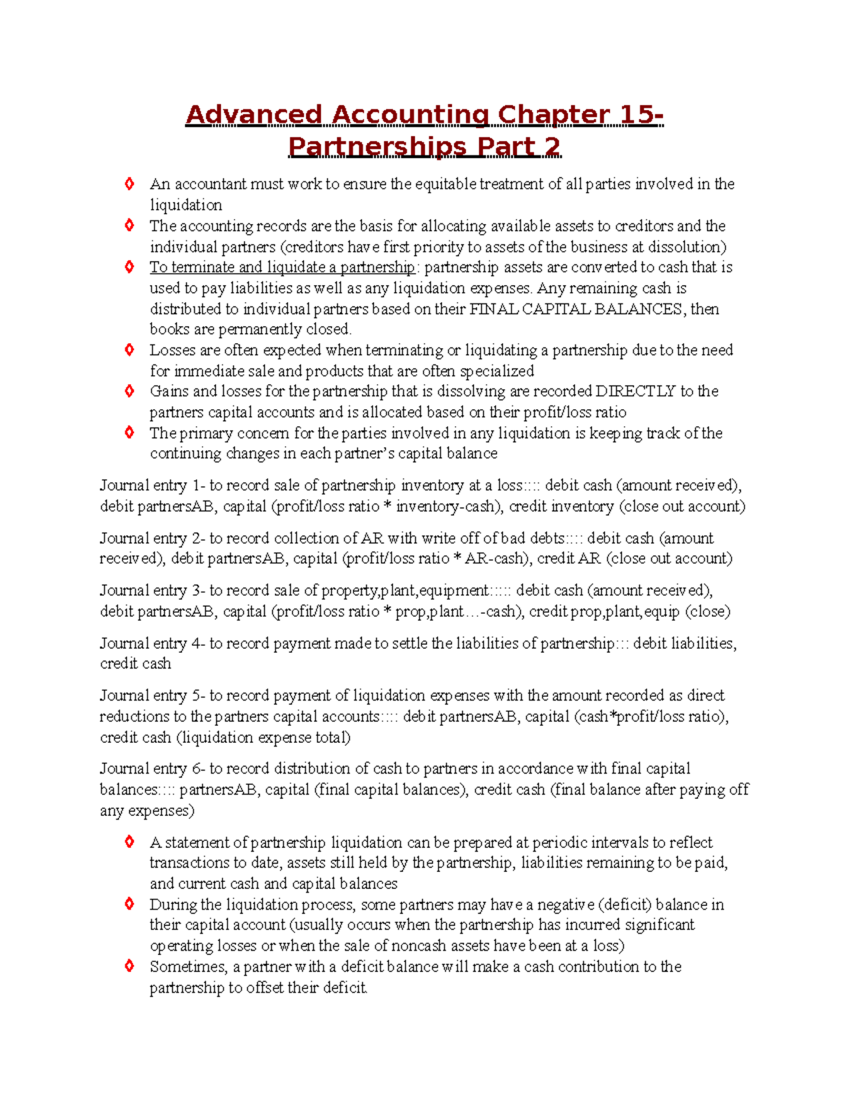 Chapter 15 partnerships part 2 - Advanced Accounting Chapter 15 ...