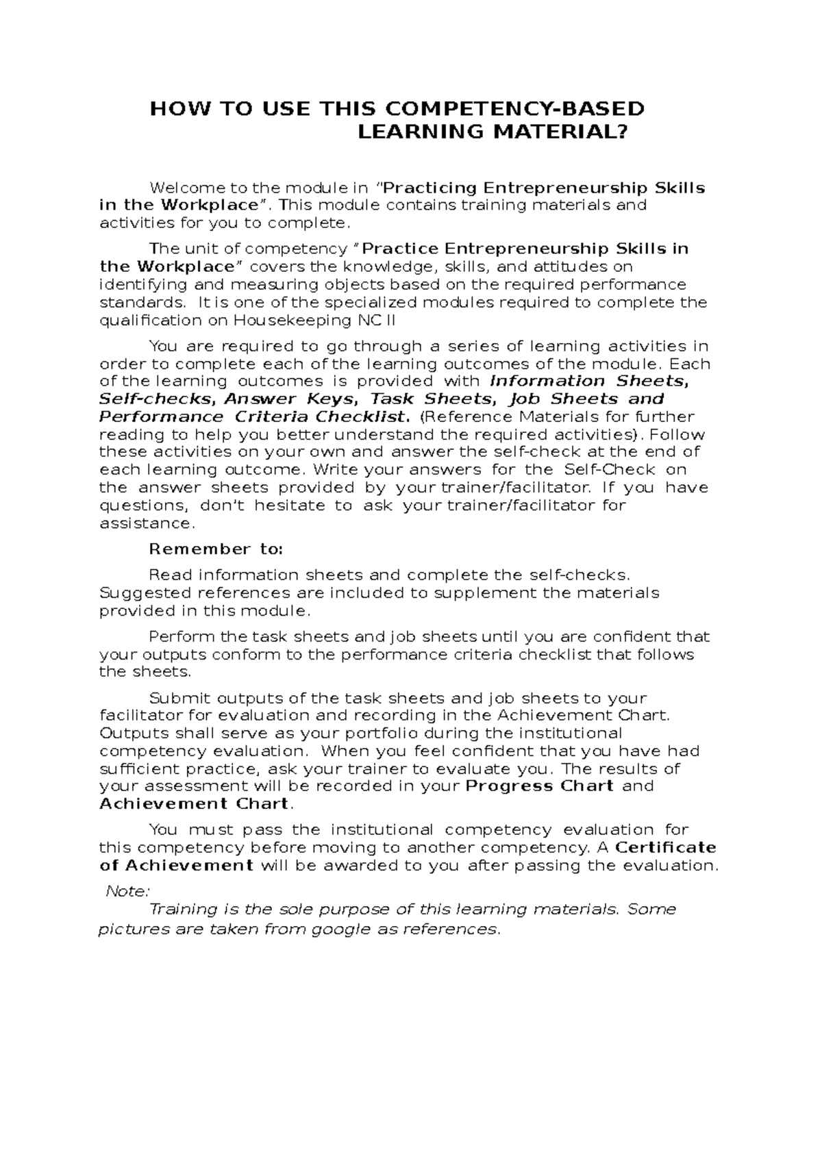 Basic 9 - Practice Entrepreneurial Skills in the Workplace - HOW TO USE ...