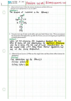 Bioengineering 100 - Professor Kamei - Problem Set 6 Solutions ...
