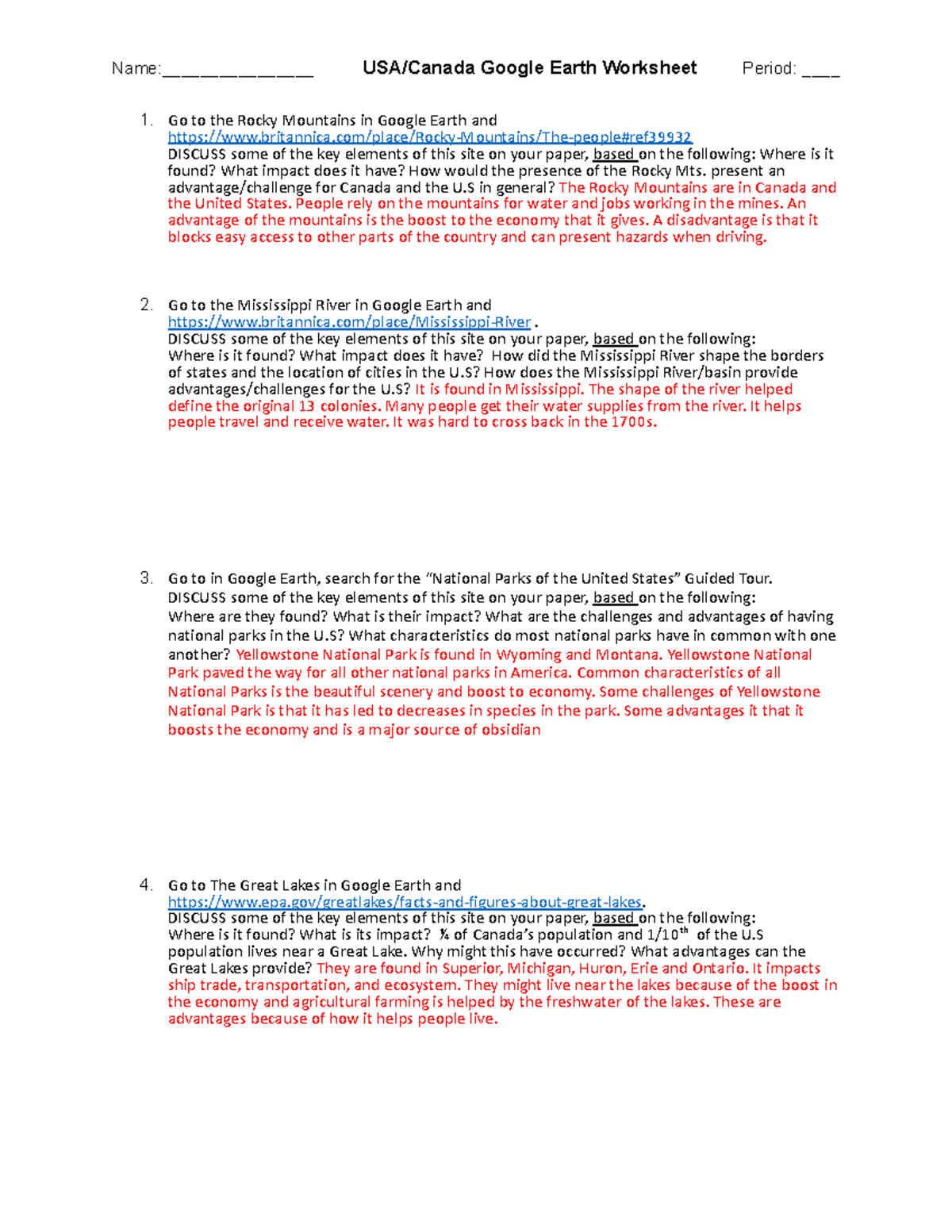 Copy of US Canada Google Earth Worksheet.docx - Name ...