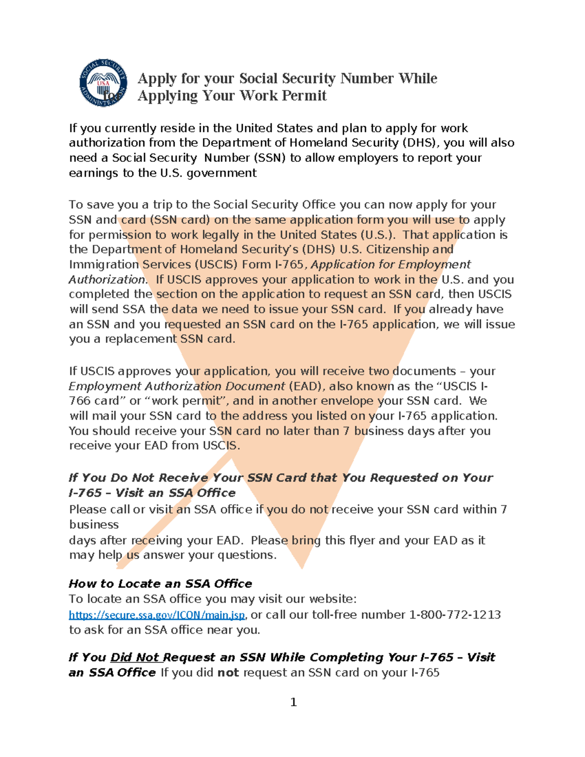 EBE Flyer - 1 Apply for your Social Security Number While Applying Your ...