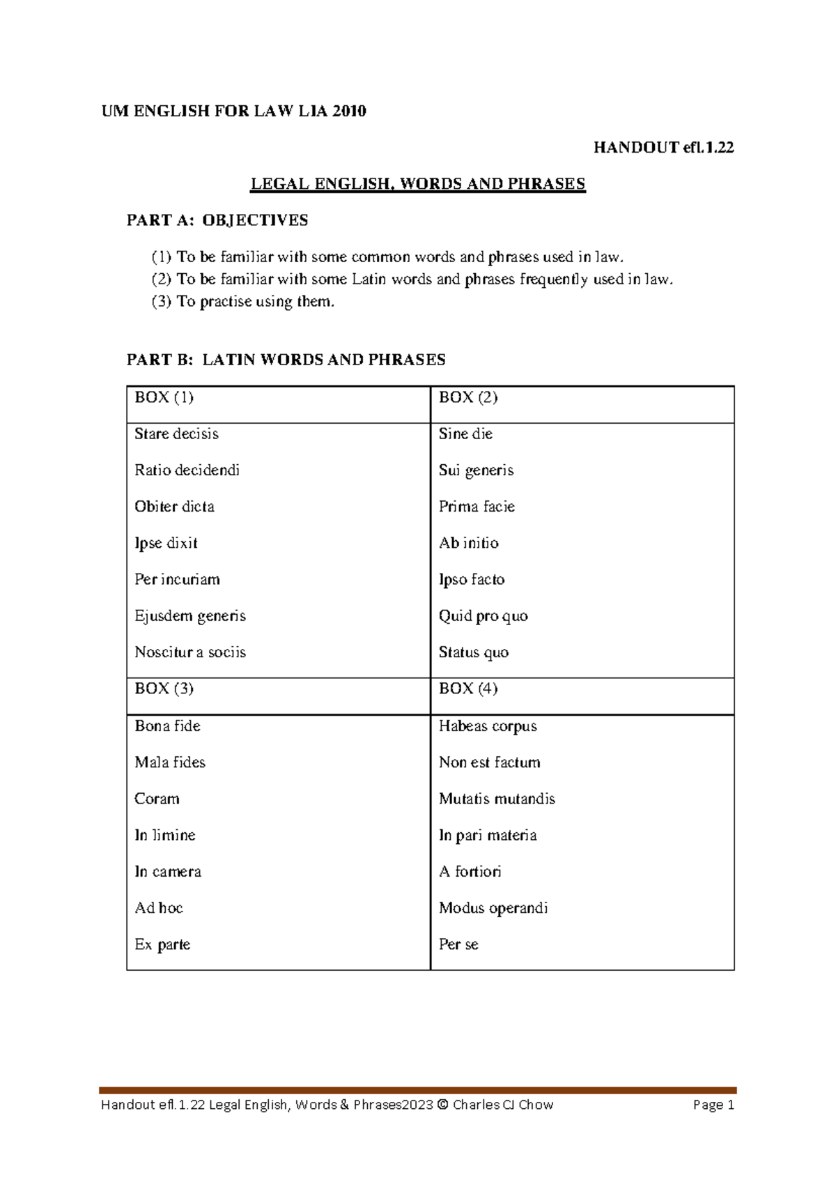 Handout efl.1.22 Legal English 2023 - UM ENGLISH FOR LAW LIA 2010 ...