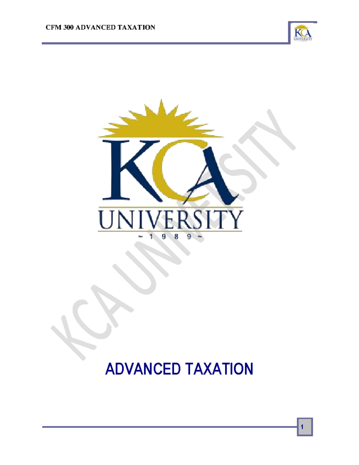 BCOM Advanced Taxation KCA-BCOM Advanced Taxation KCA - masters in ...