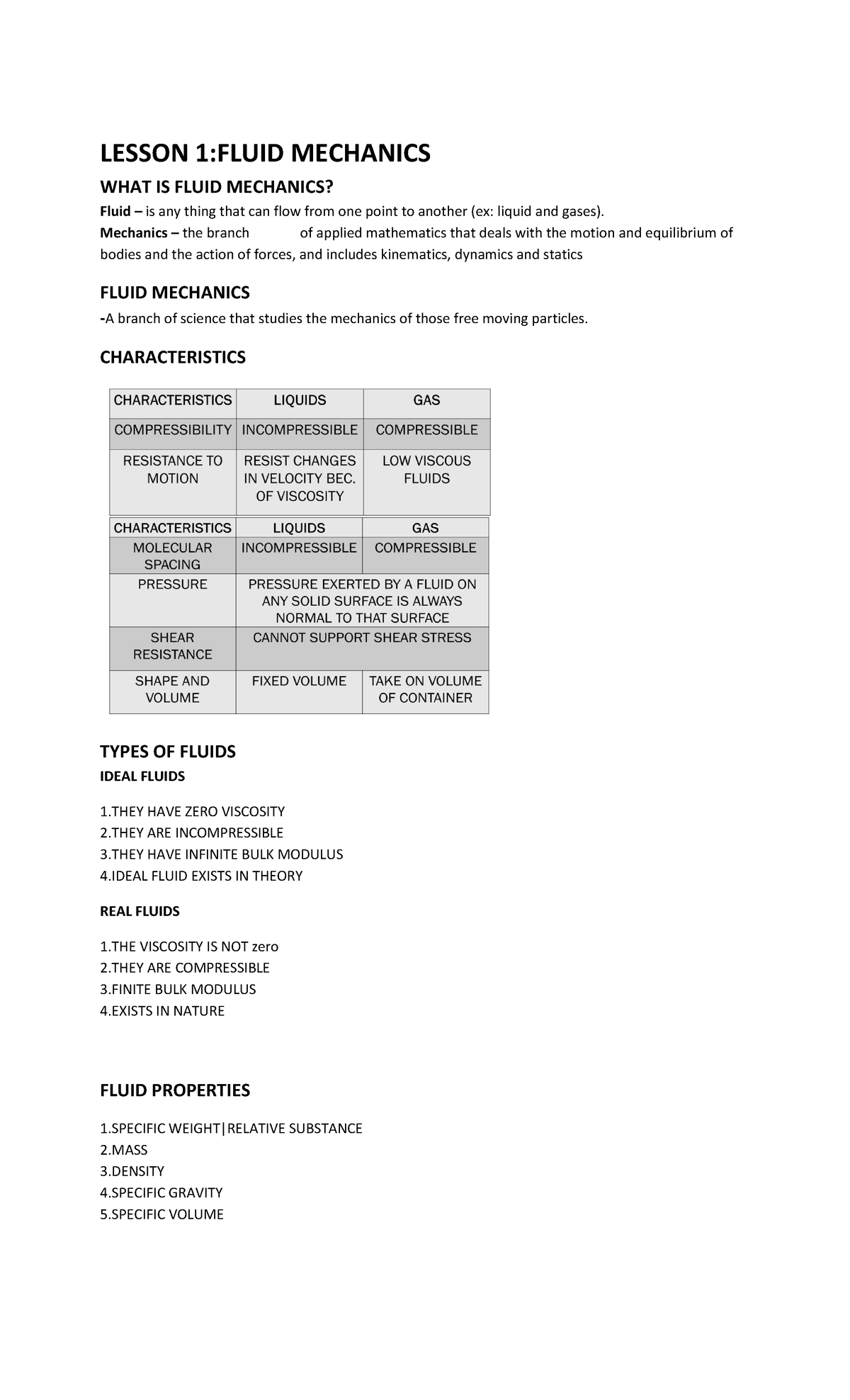 Fluid- Mechanics- Reviewer - LESSON 1:FLUID MECHANICS WHAT IS FLUID ...